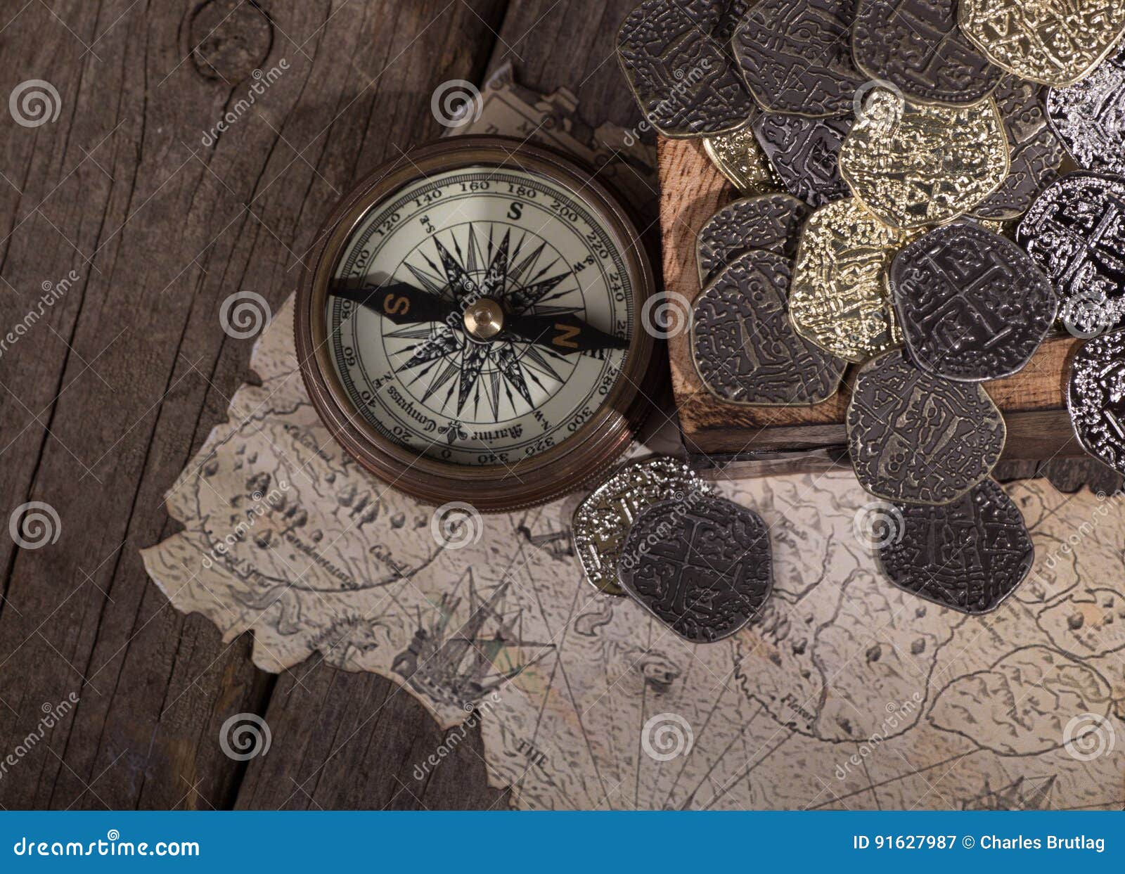 Old Brass Compass stock image. Image of discovery, rustic - 91627987