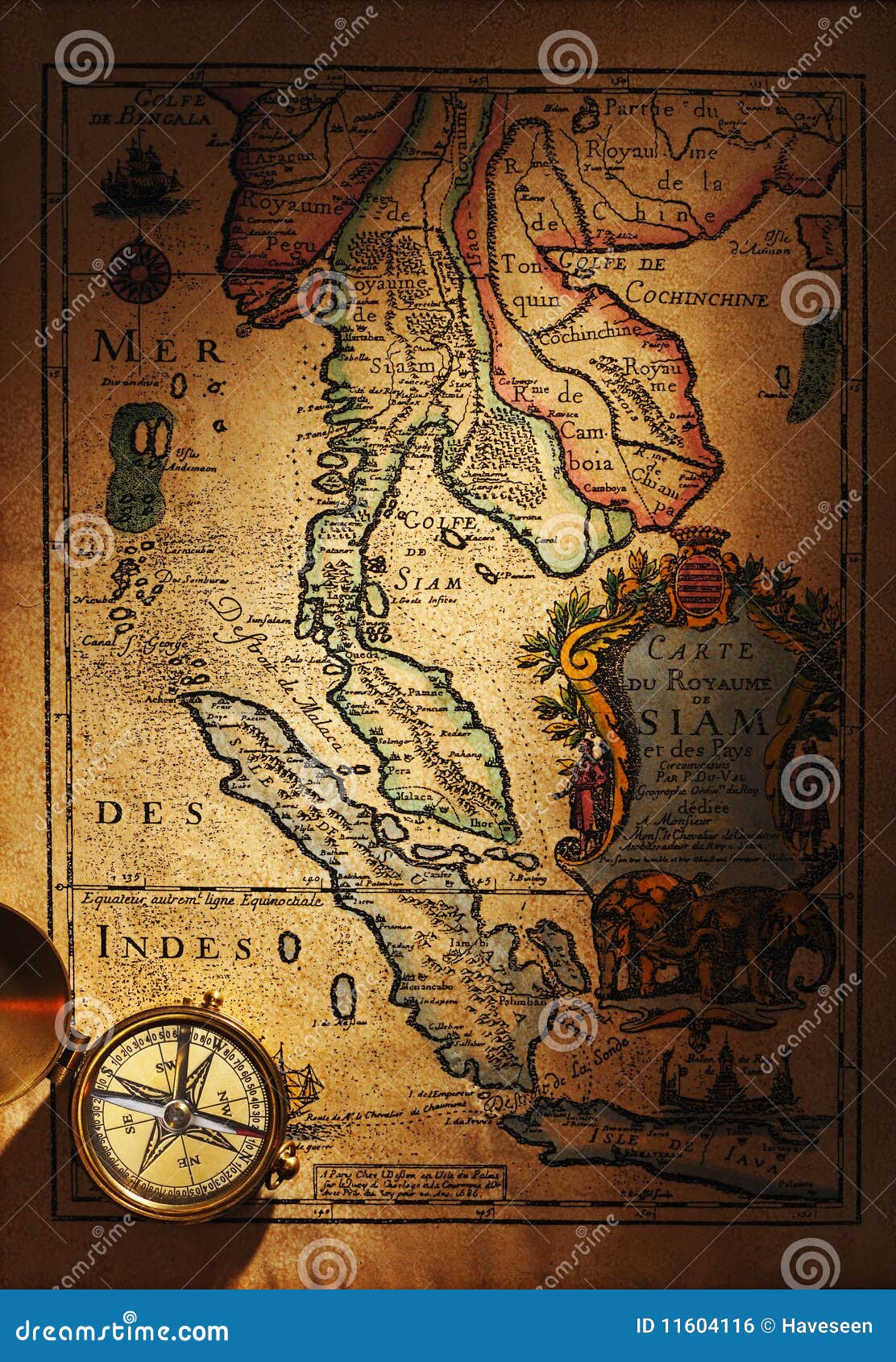 Old Brass Compass Over Antique Thailand Map Stock Photo - Image of ...