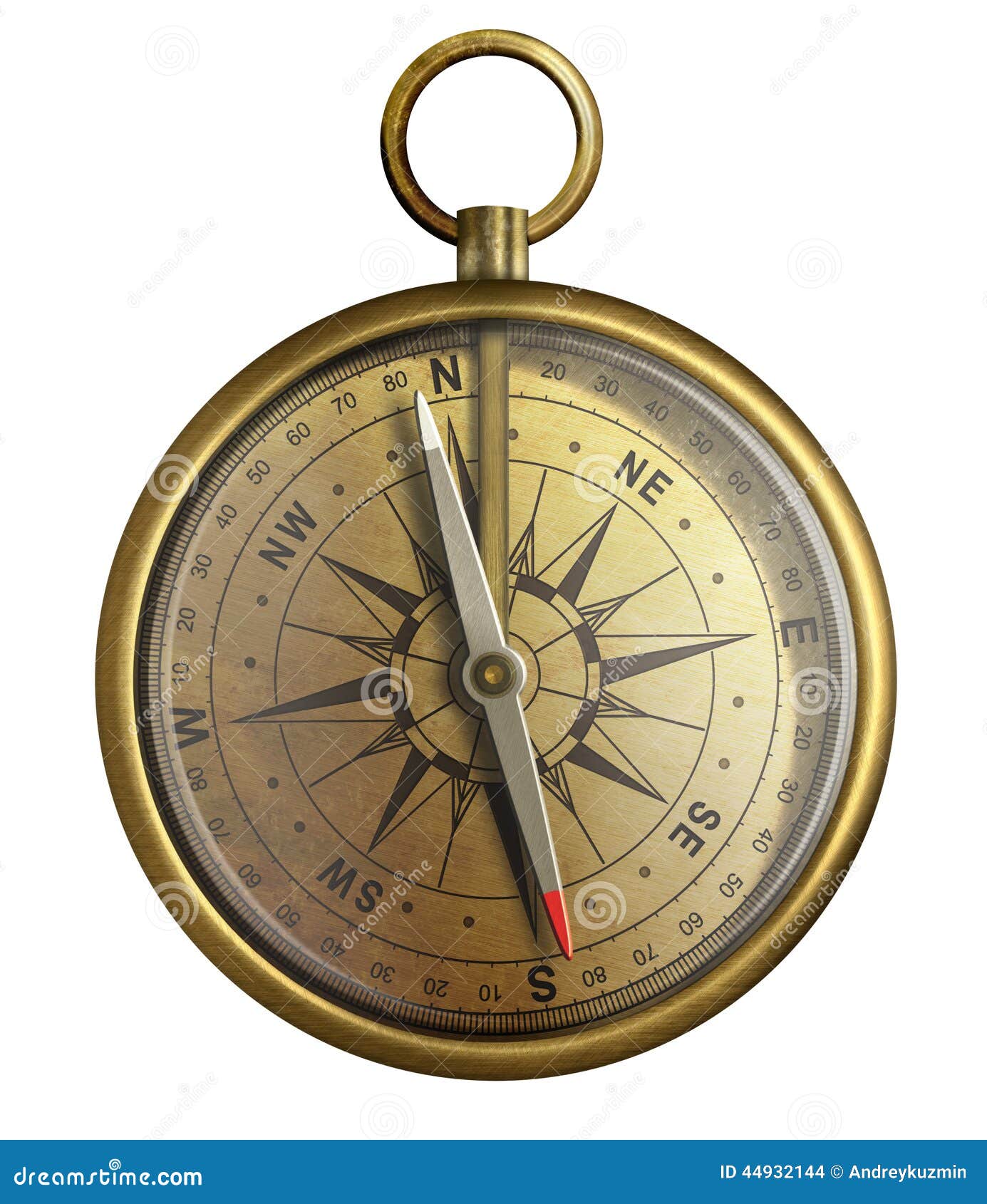 Old Brass Compass, Realistic Illustration Isolated Stock Illustration ...