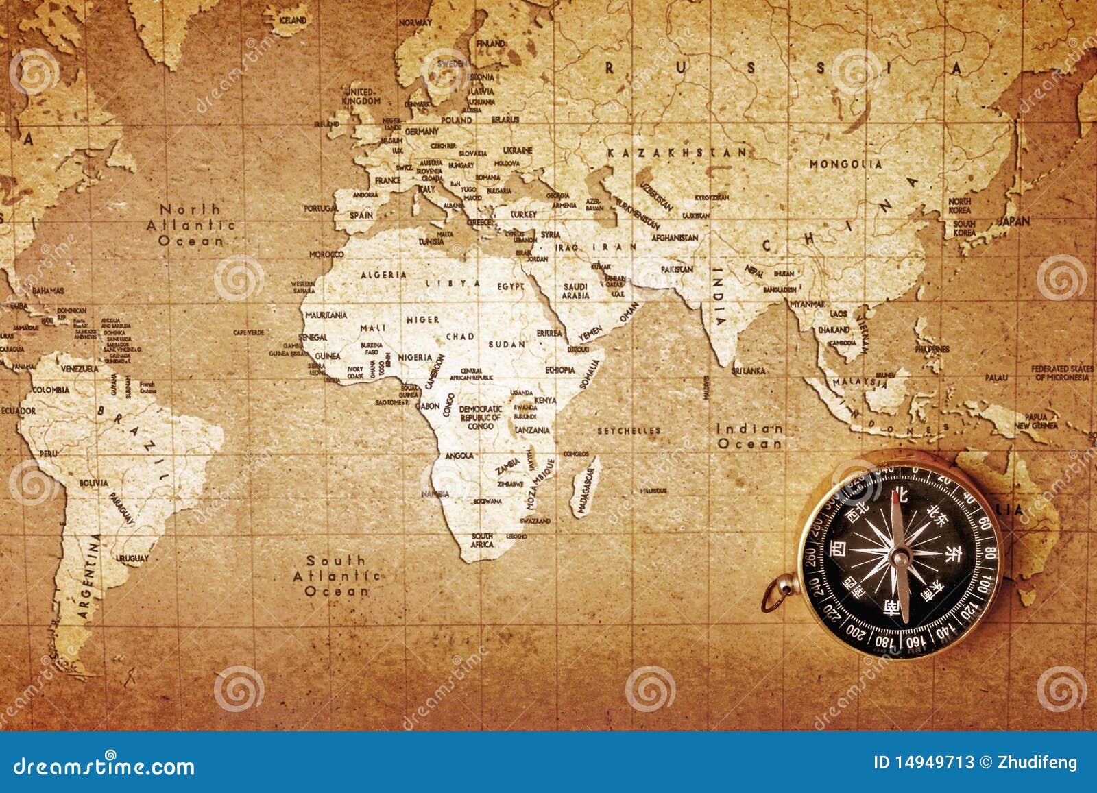 Old Treasure Map Compass