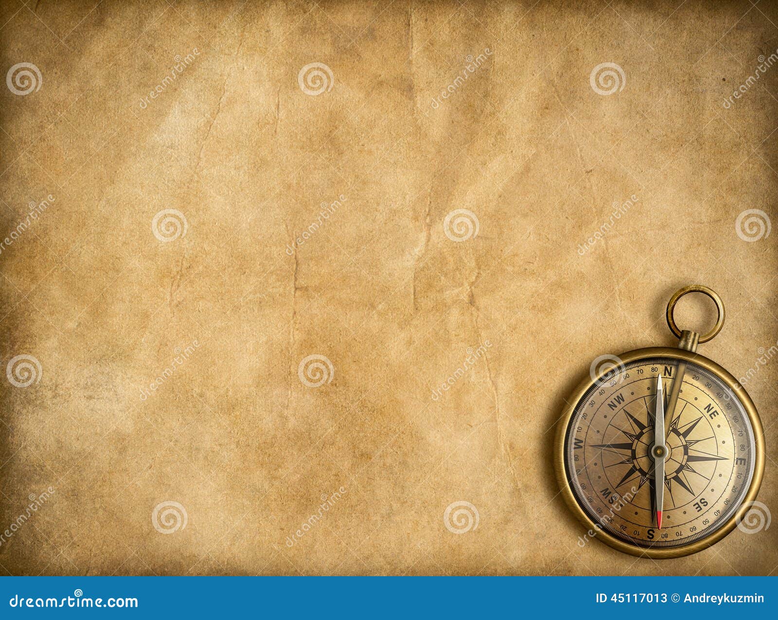 Golden Compass And The Map. Travel And Navigation Theme. Map Used For ...
