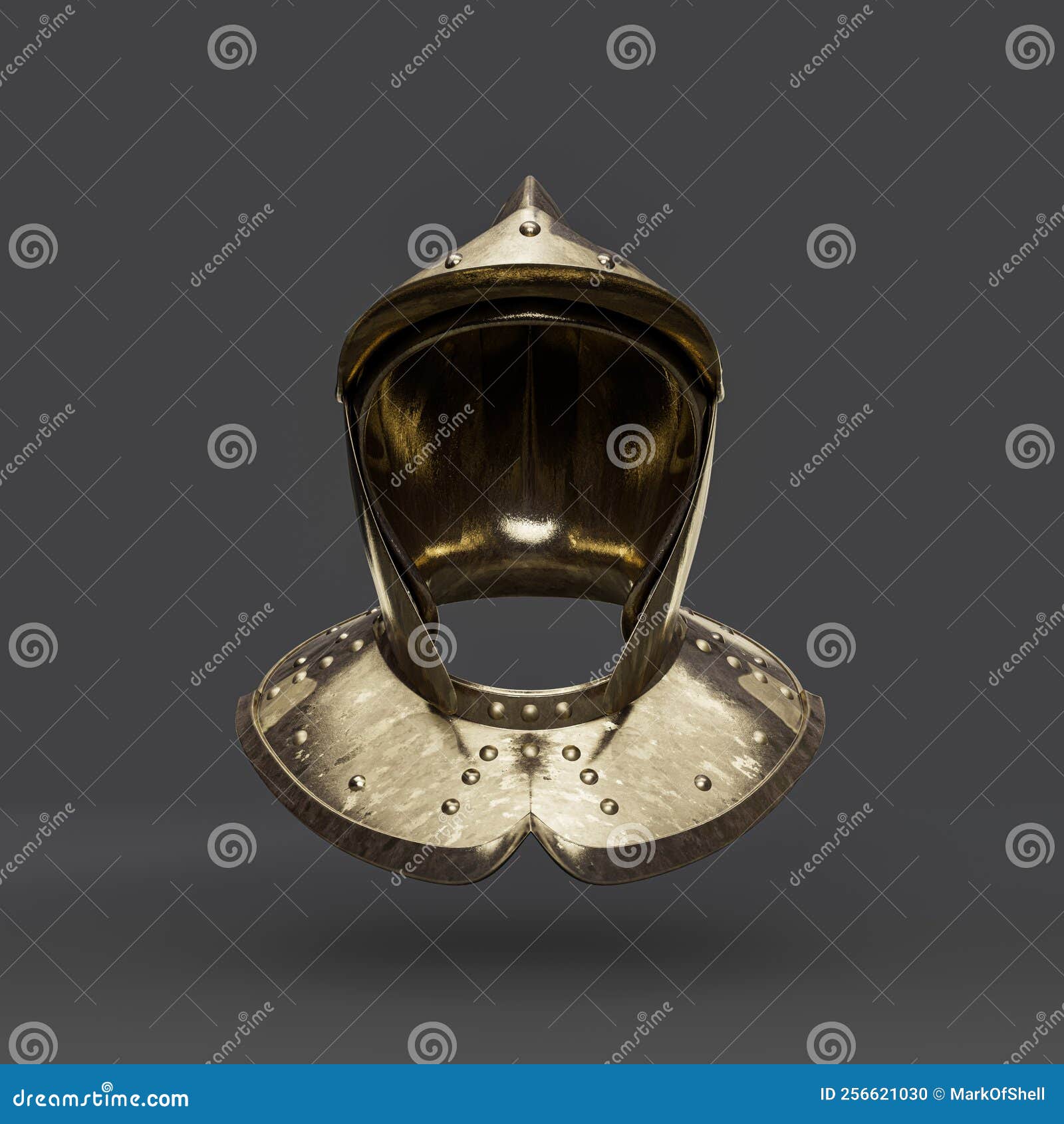 Old Brass Medieval Knight Helmet. from Front View Ancient Warrior Armor ...