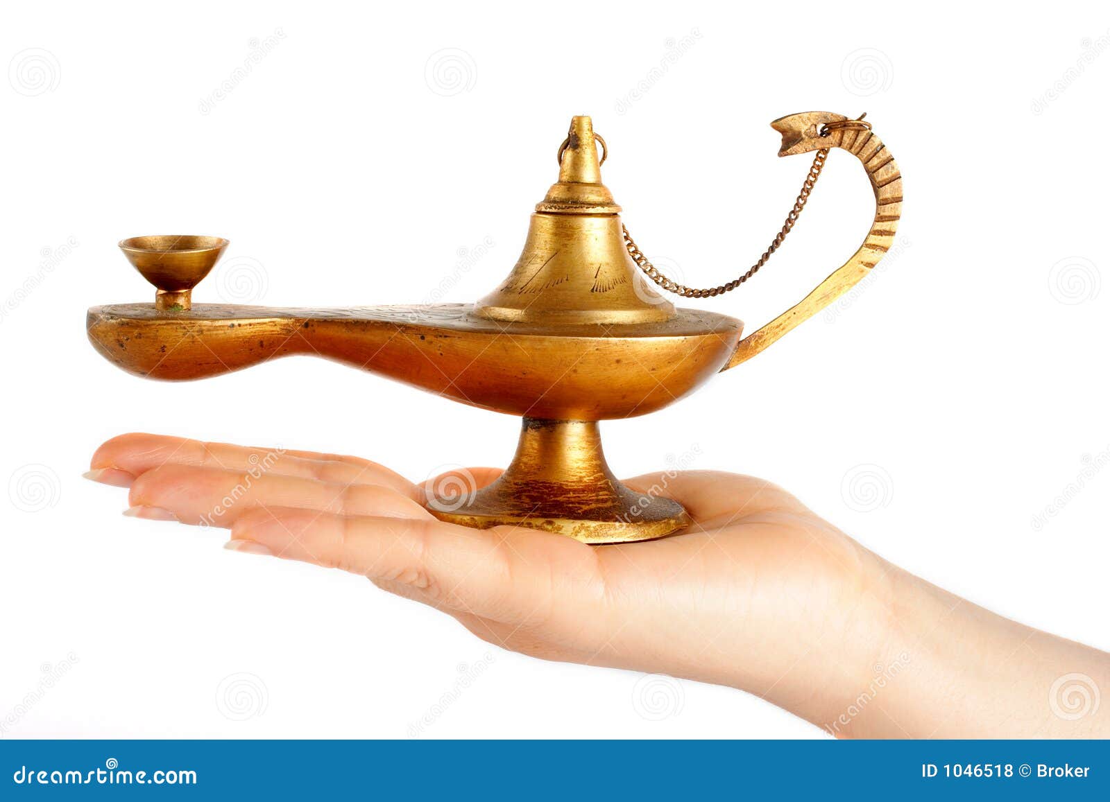 Old Brass Oil Lamp on the Hand Stock Photo - Image of traditional ...