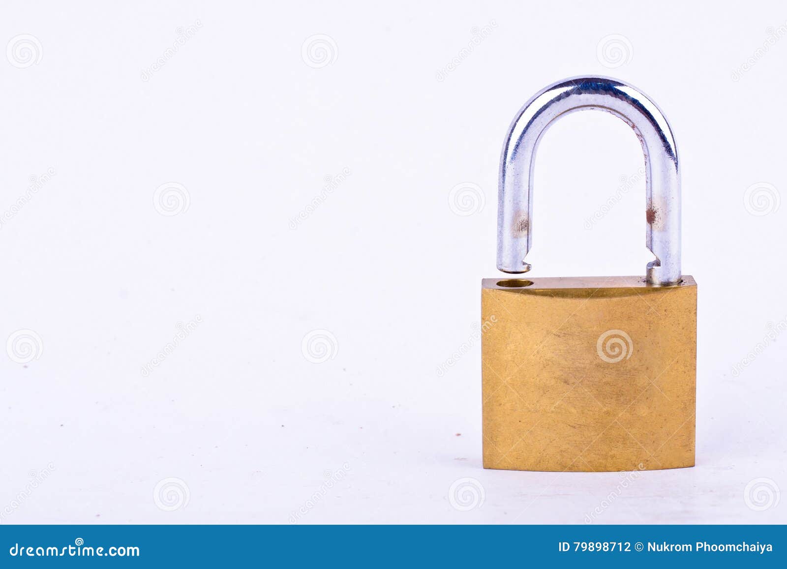 Old Brass Padlock or Master Key on White Background Tool Isolated Stock ...