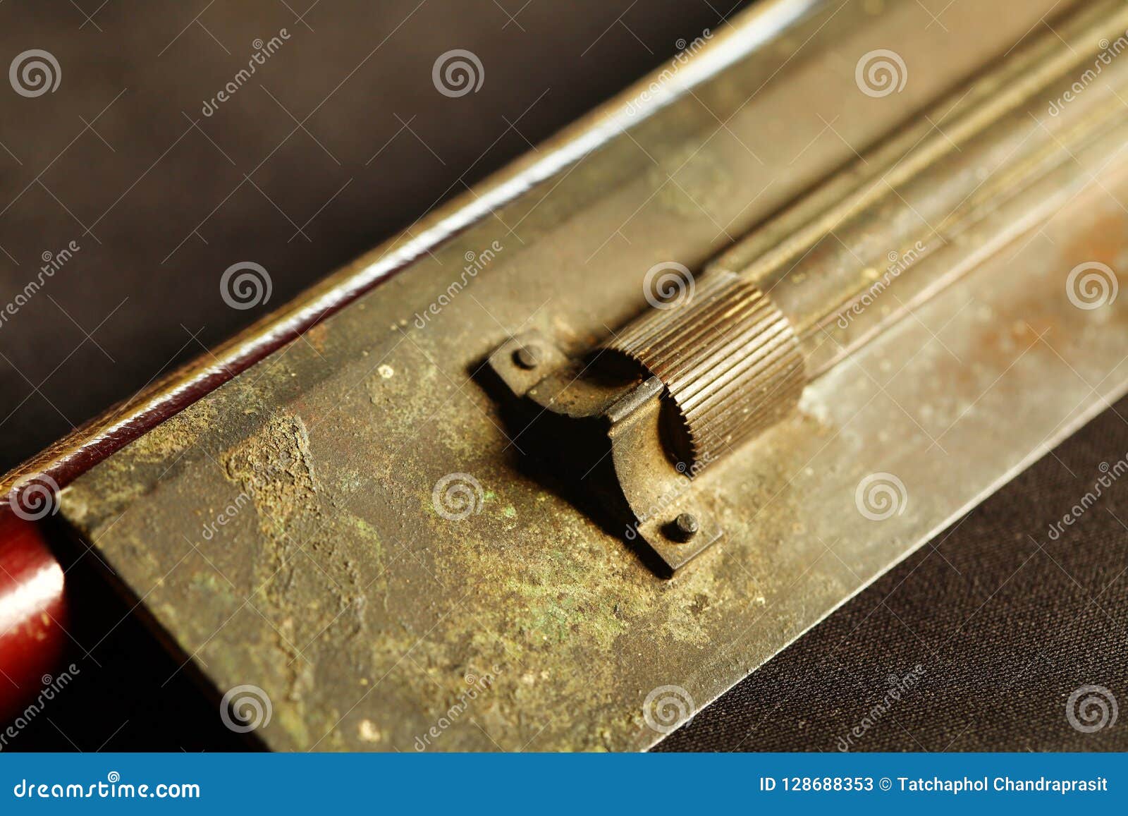 Old brass ruler. stock image. Image of business, model - 128688353