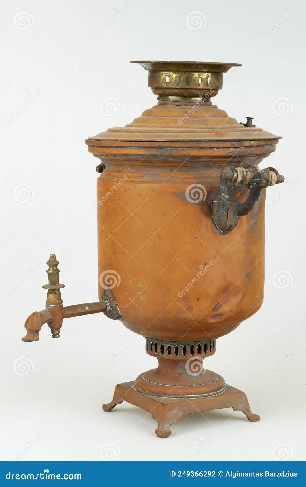 Old Brass Samovar Isolated on White Background Stock Photo - Image of ...