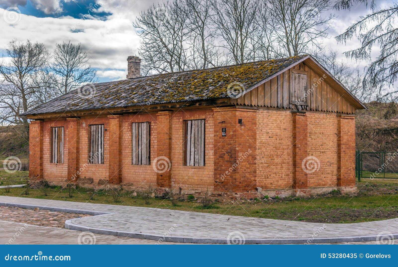 Old Brick Abandoned Orange House Stock Image - Image of metal, building ...