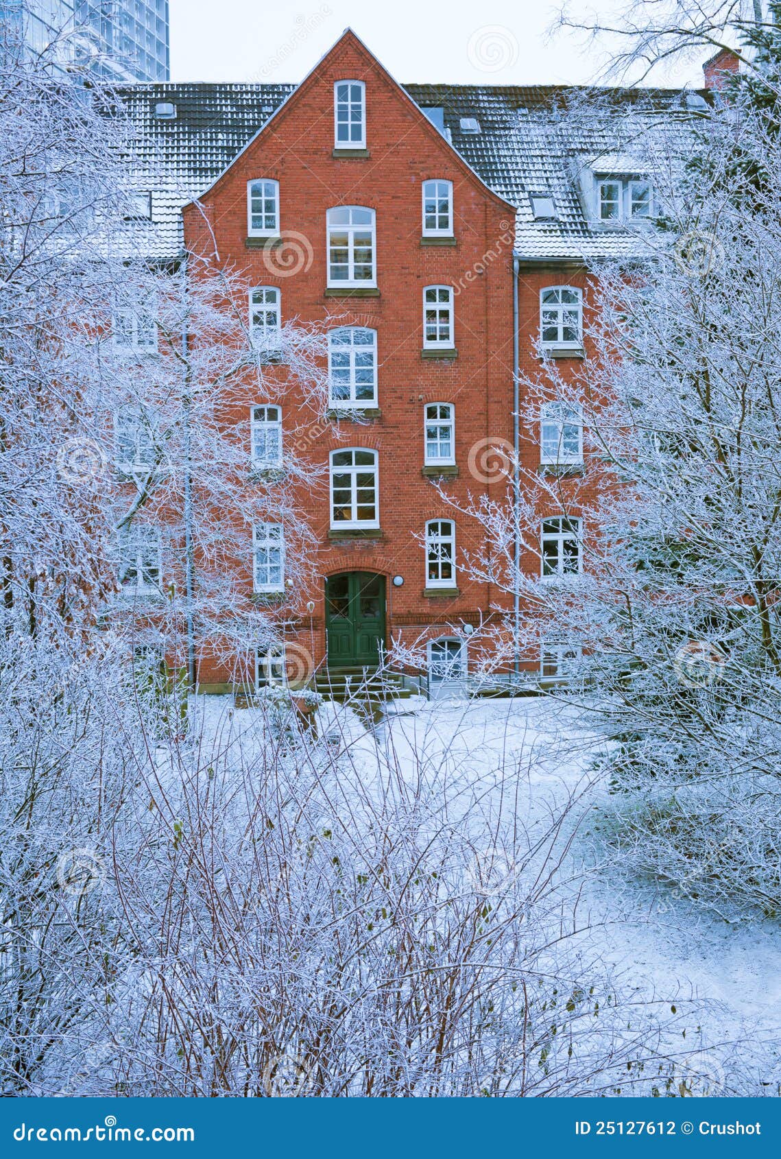 Old brick apartment house stock photo. Image of front - 25127612