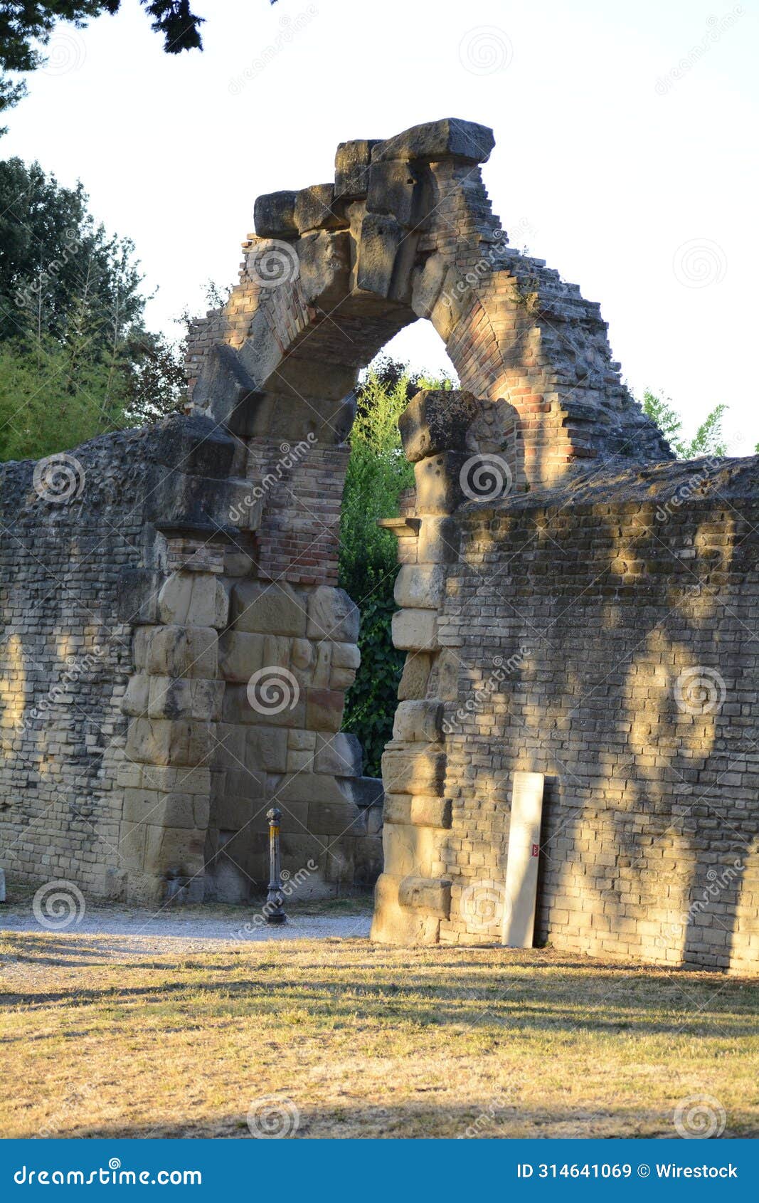 Old Brick Arch Over Vintage Park Gate in Sunlight Stock Image - Image ...