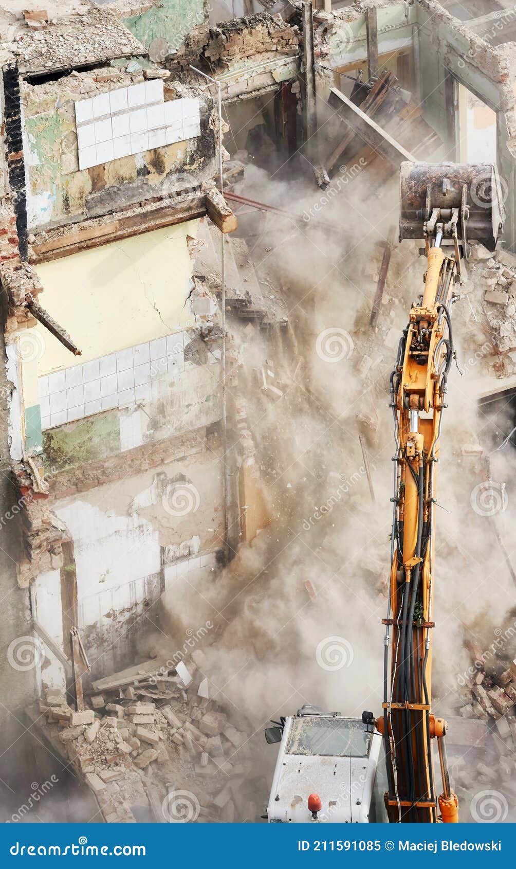 Old Brick Building Demolition, View from Above Stock Image - Image of ...