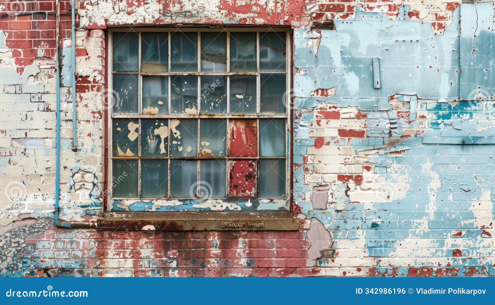 Old Brick Building Exterior with Peeling Paint and Worn-out Windows ...