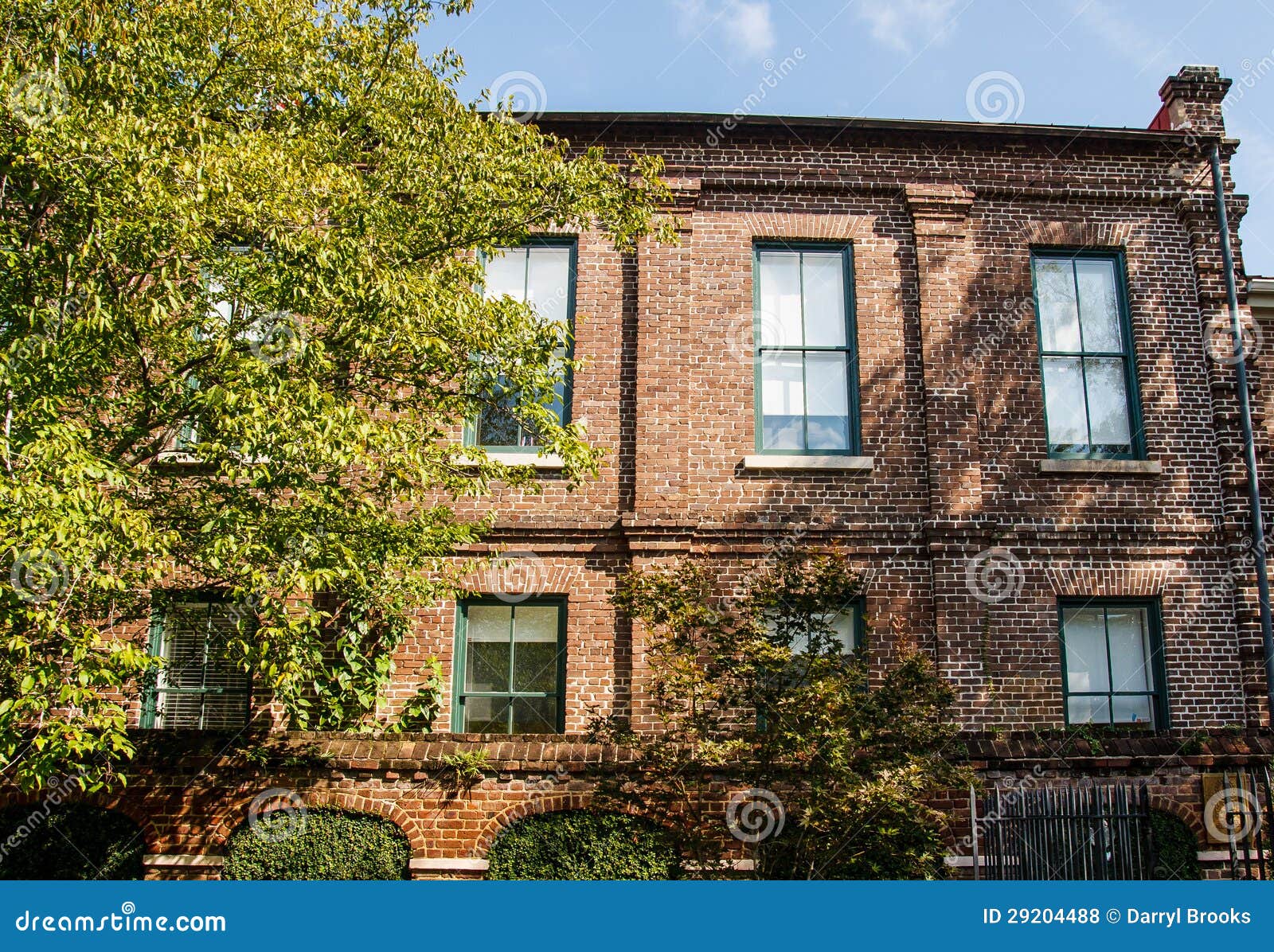Old Brick Building among Trees Stock Photo - Image of south, carolina ...