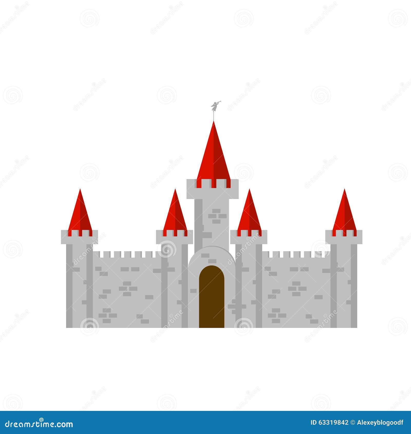 Old Brick Castle With Red Towers In Vector | CartoonDealer.com #63319842