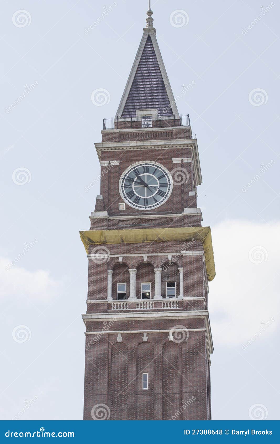 Old Brick Clock Tower in Seattle Stock Photo - Image of brick, time ...