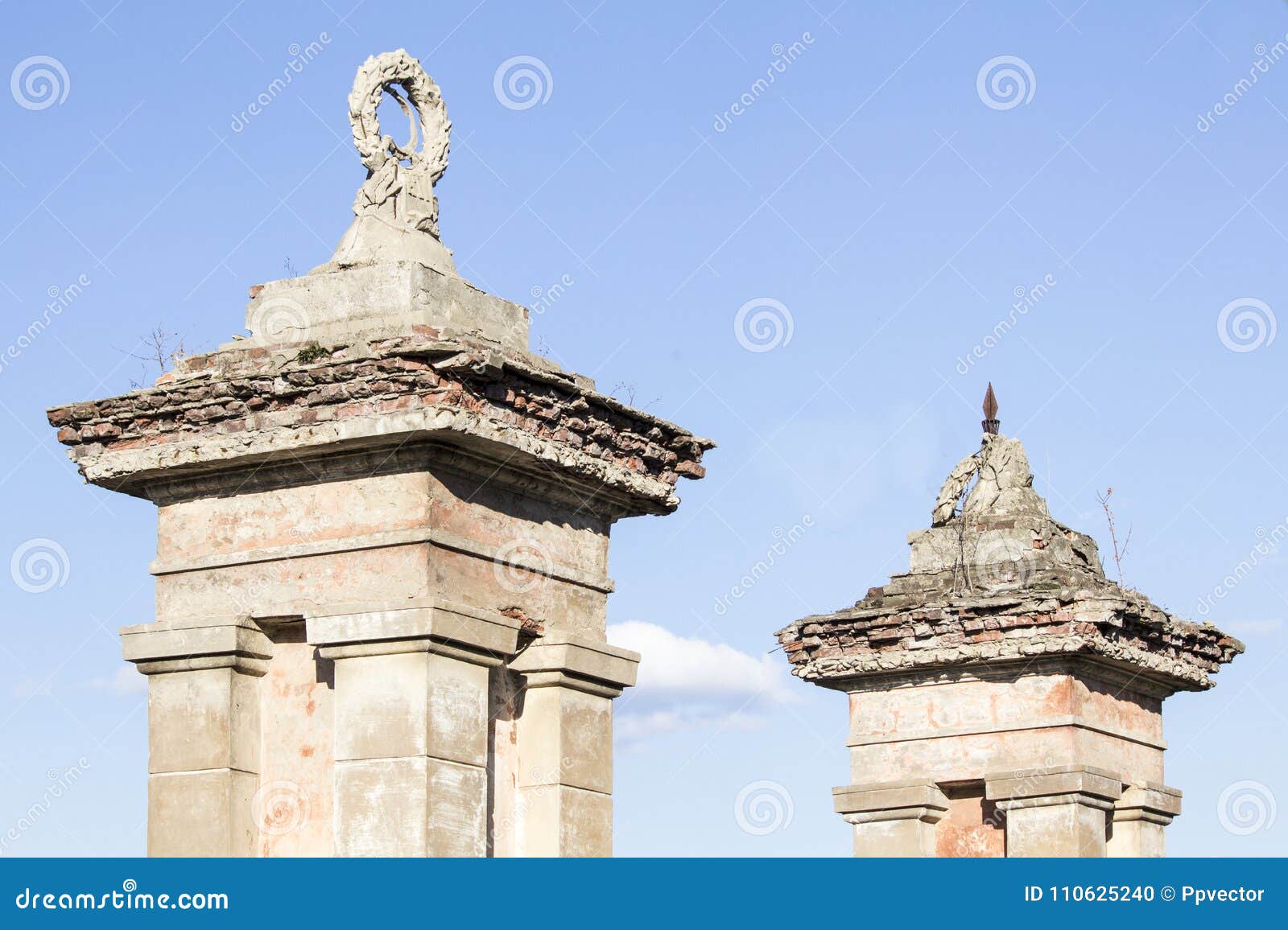 Old brick columns stock photo. Image of dirty, building - 110625240