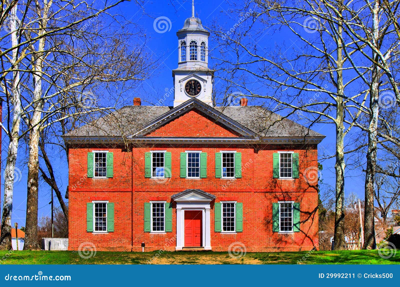 Red Brick Courthouse By Tree Stock Photo | CartoonDealer.com #191741502
