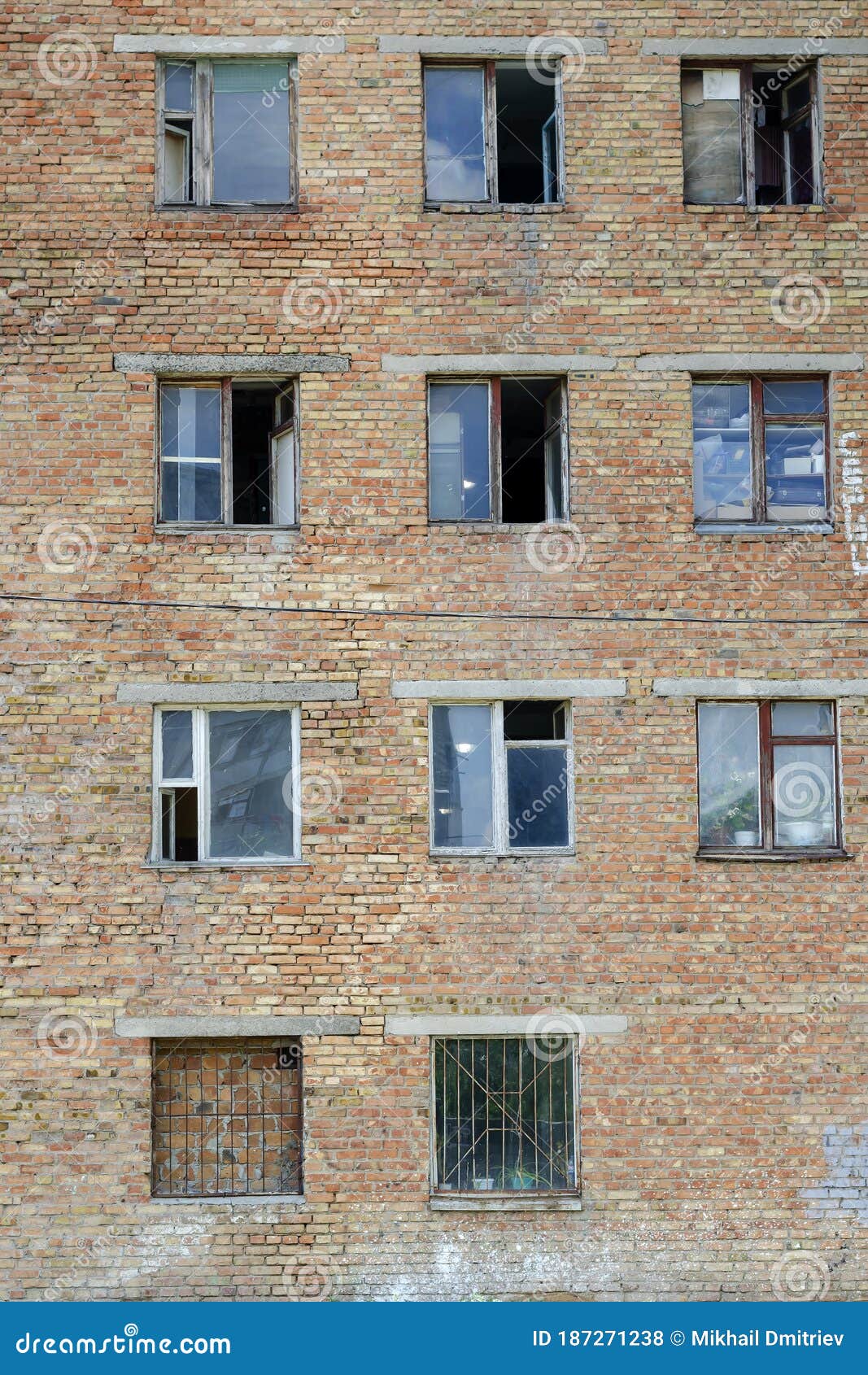 Old Brick Dormitory Building of the Times of the USSR Stock Photo ...
