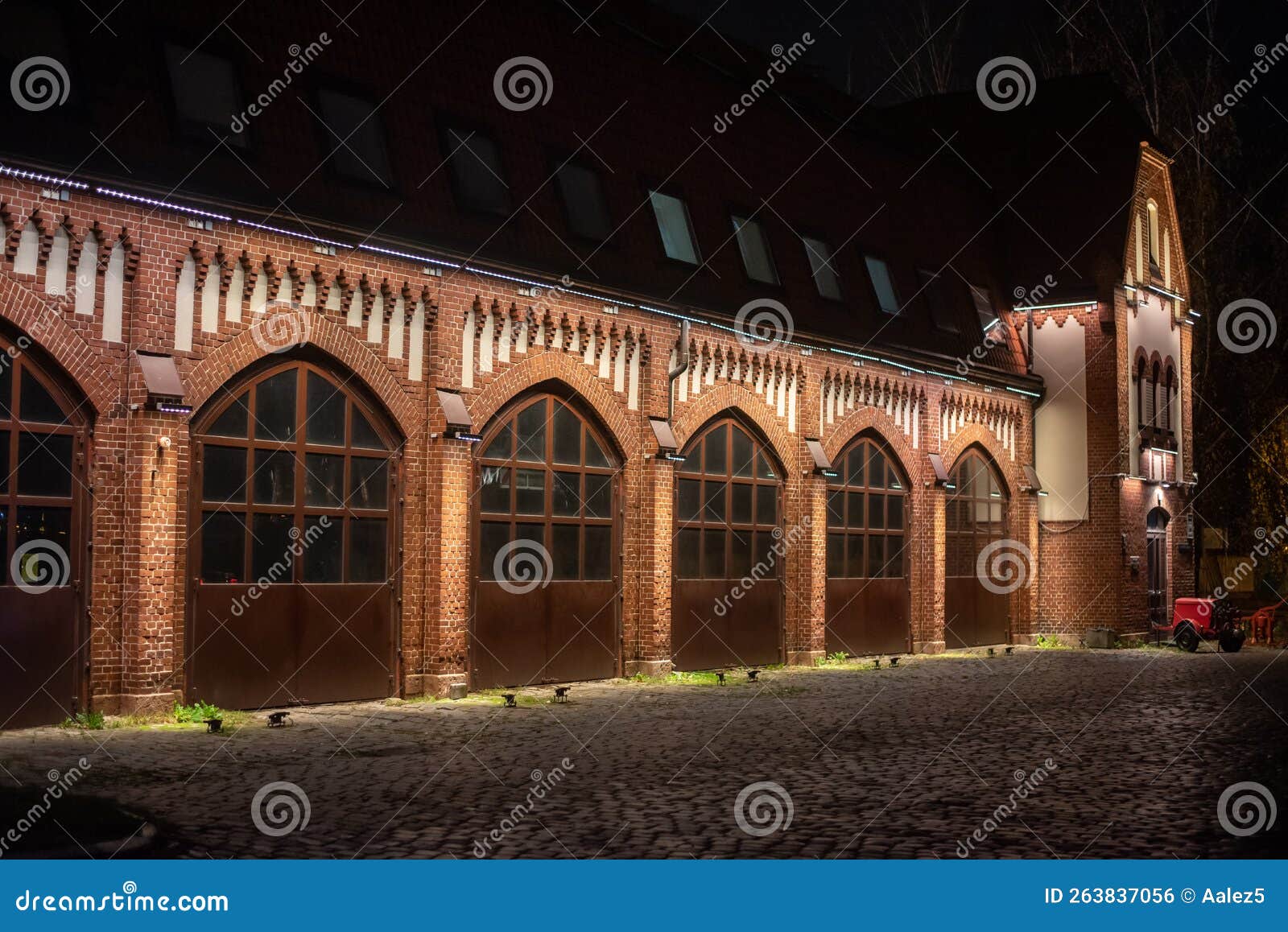 Old Brick Fire House at Night Stock Photo - Image of europe ...