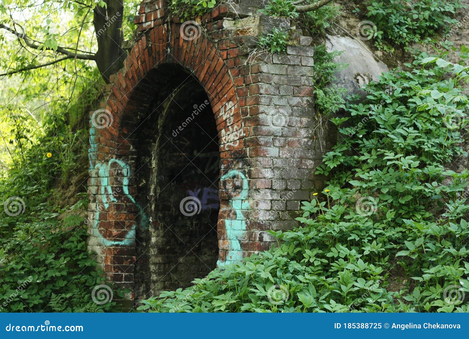 Old Brick Grotto in the Forest View Stock Image - Image of wood, house ...