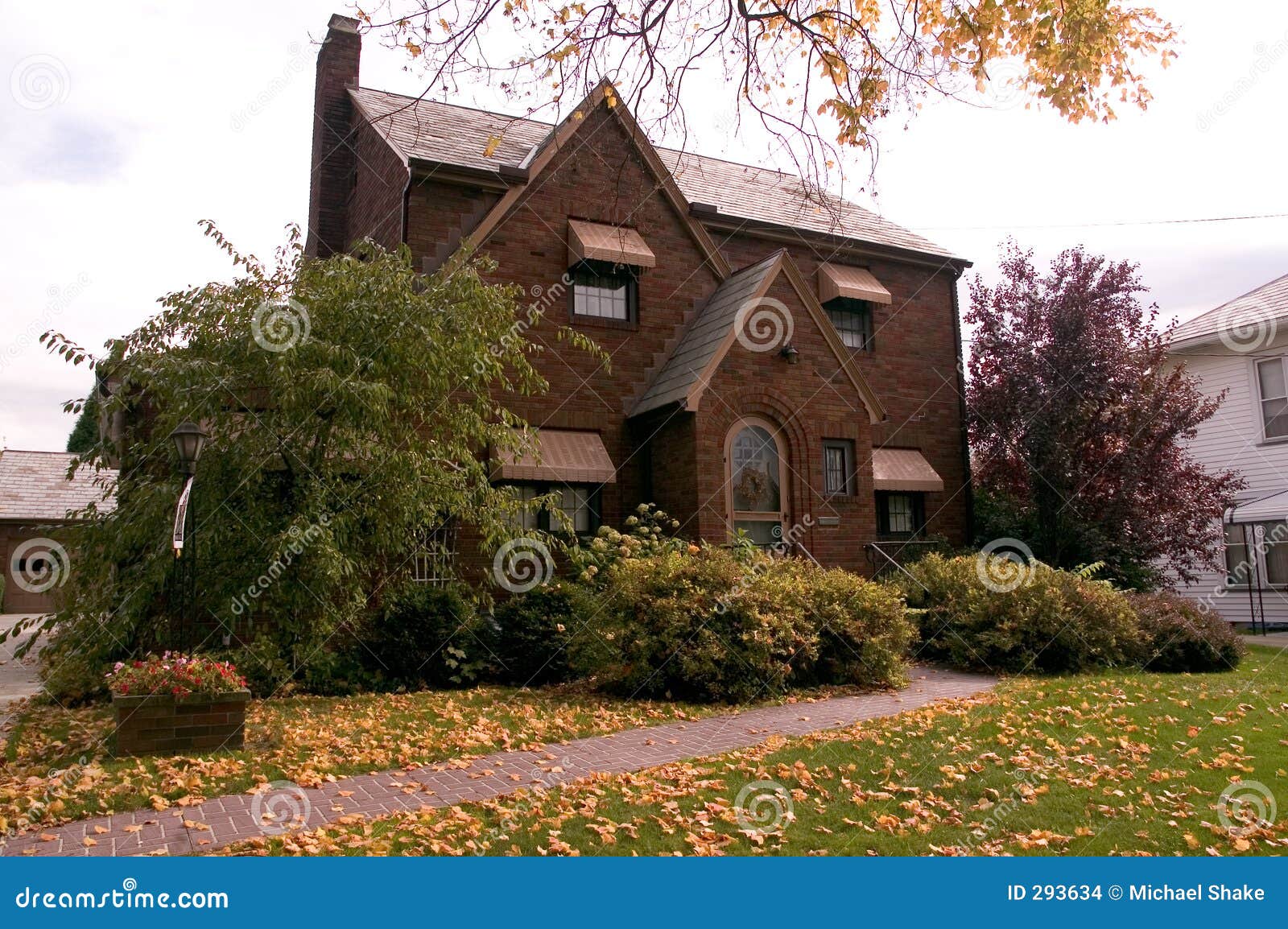 Old Brick Home stock photo. Image of peaks, entrance, yard - 293634