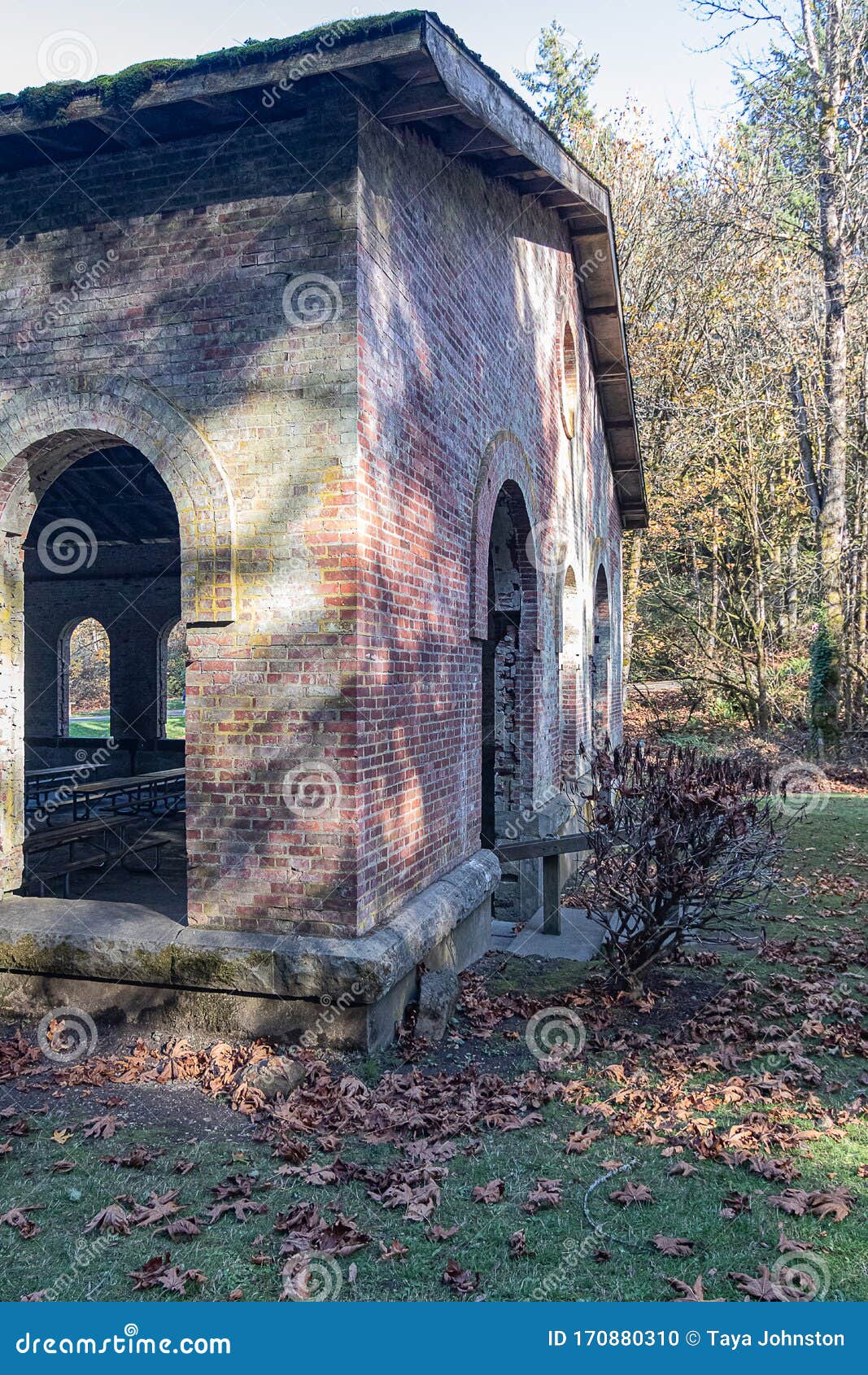 The Corner of an Old Park Building in Fall Stock Photo - Image of blue ...