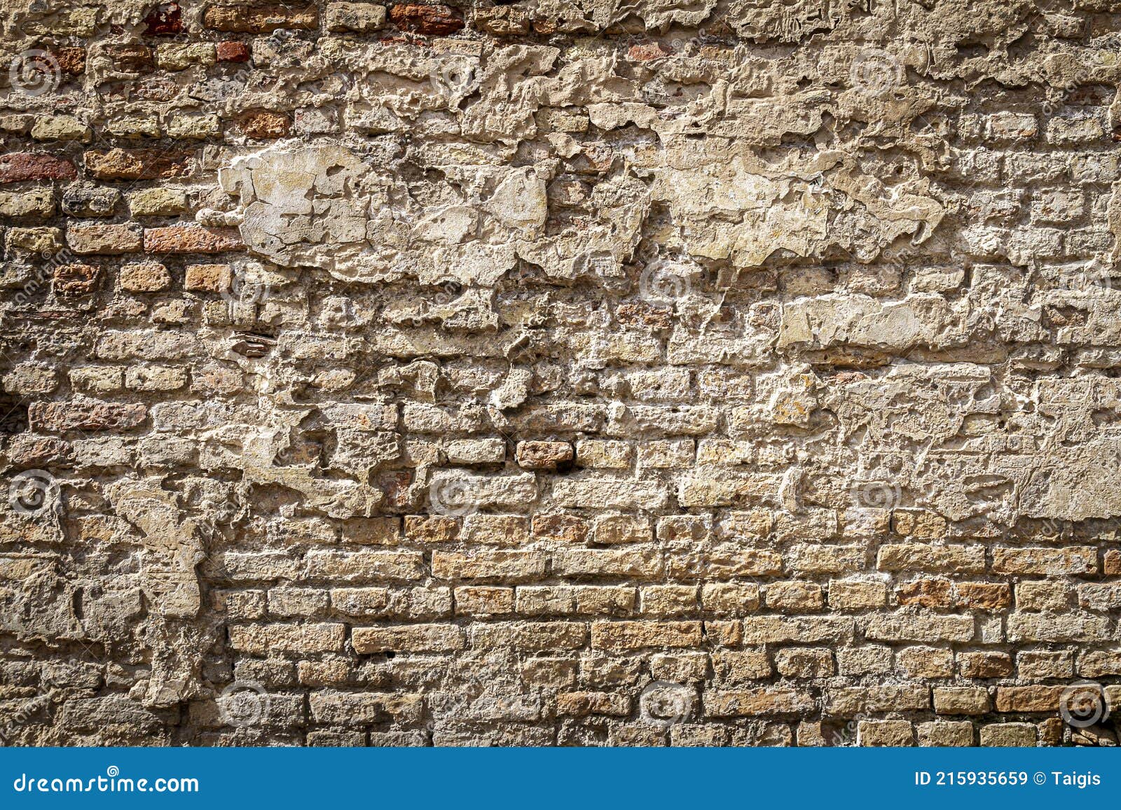 Old Brick and Plaster Wall Texture Background Stock Image - Image of ...