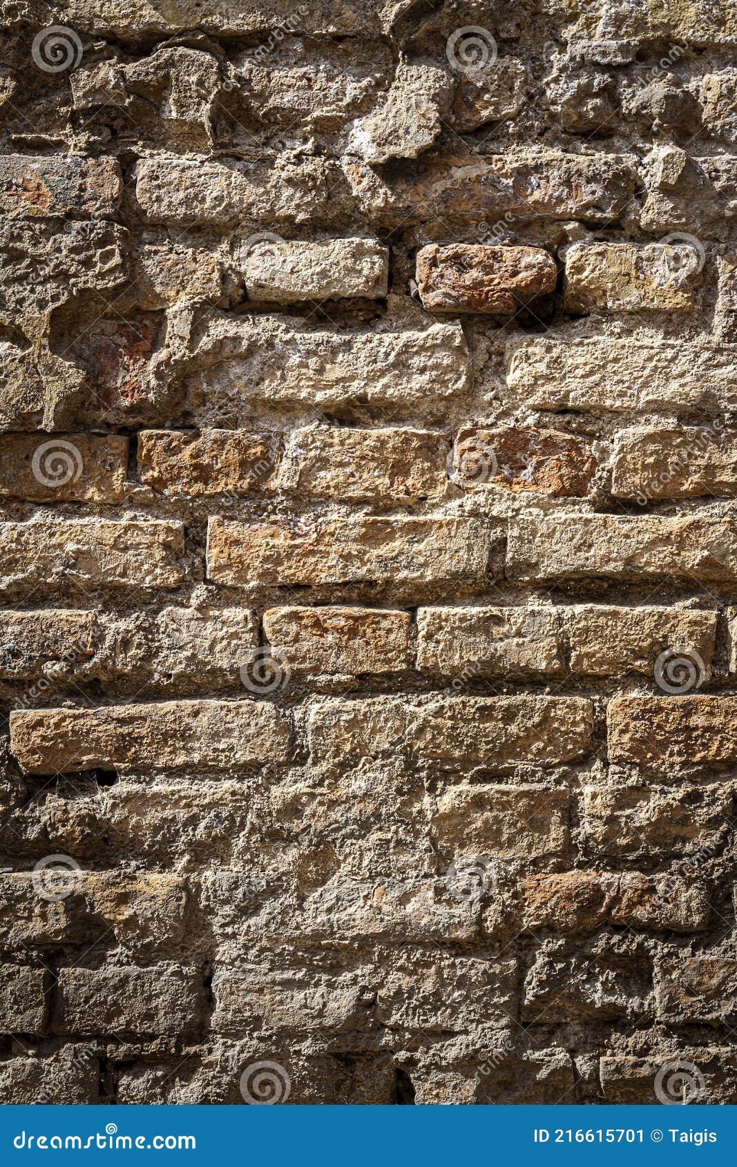 Old Brick and Plaster Wall Texture Background Stock Image - Image of ...