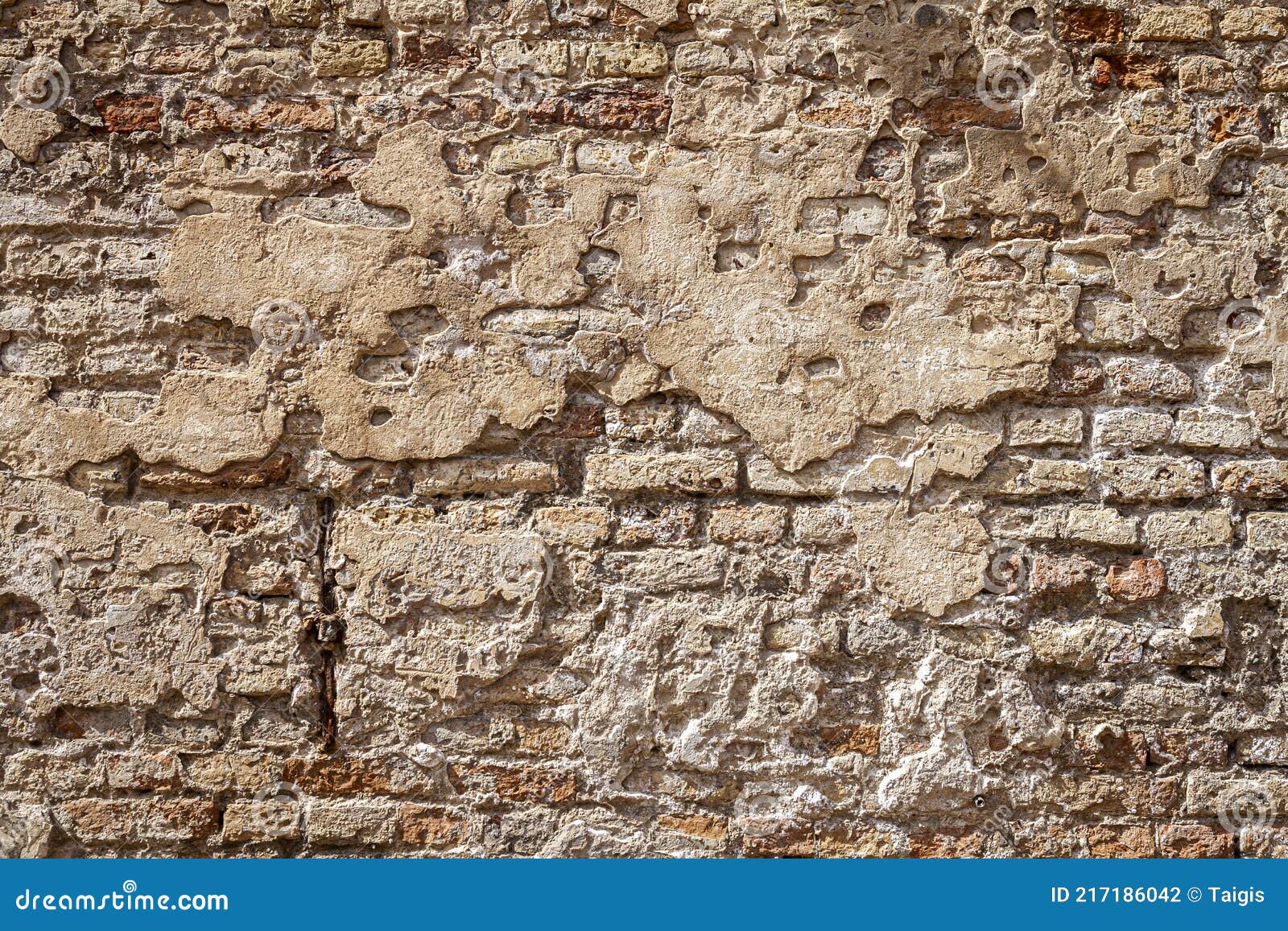 Old Brick and Plaster Wall Texture Background Stock Photo - Image of ...