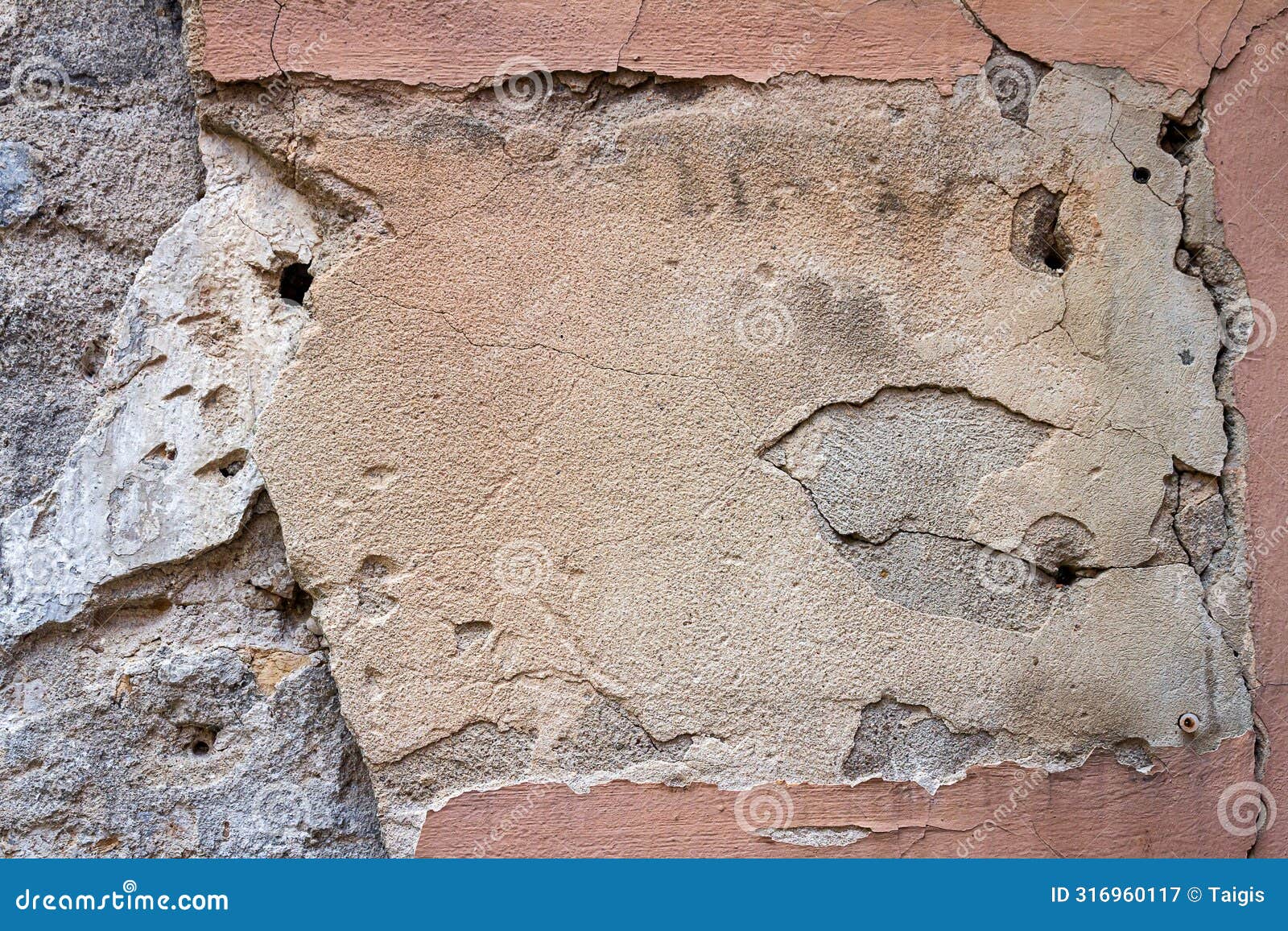 Old Brick and Plaster Wall Texture Background Stock Image - Image of ...