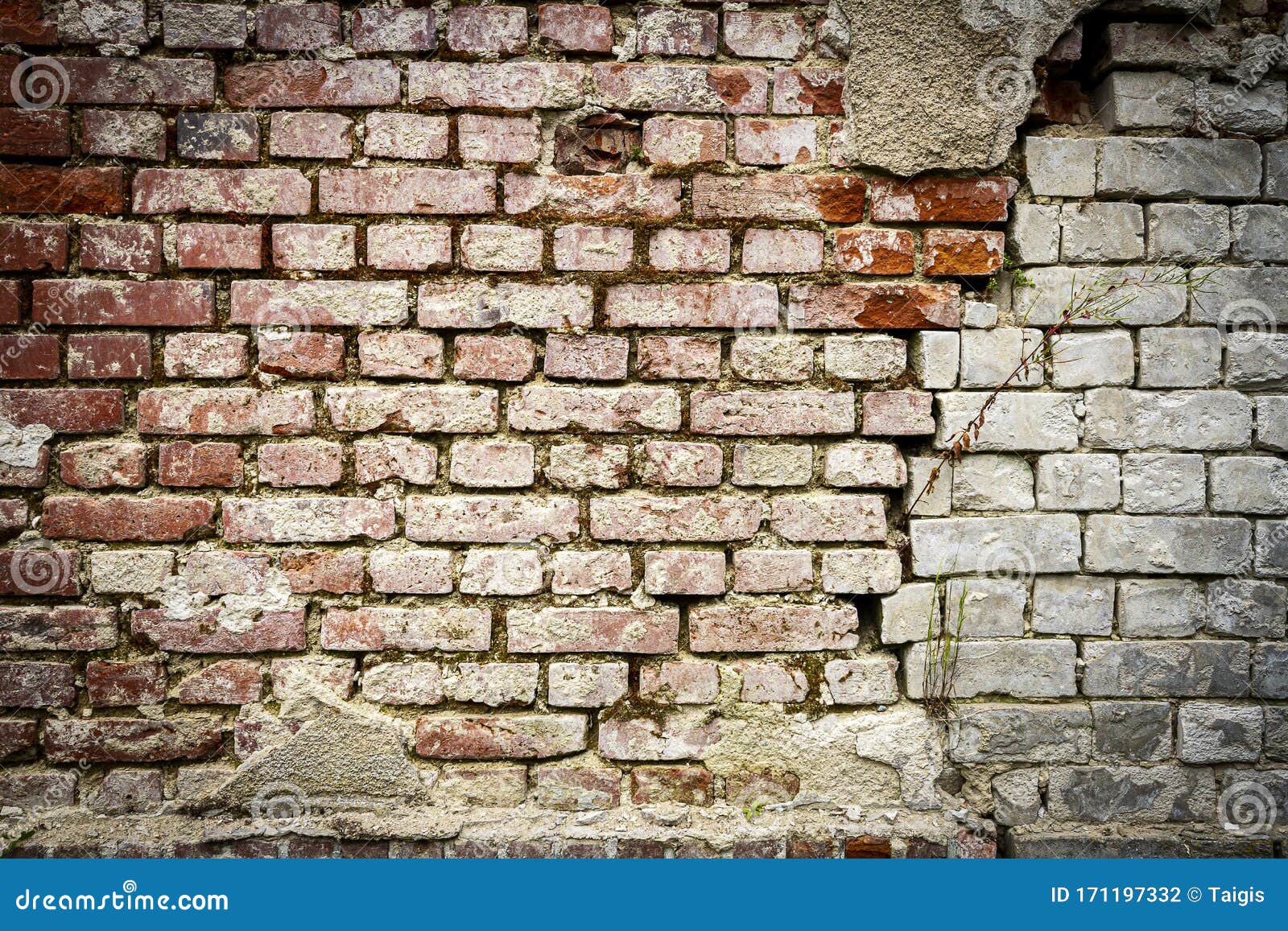 Old Brick and Plaster Wall Texture Background Stock Photo - Image of ...