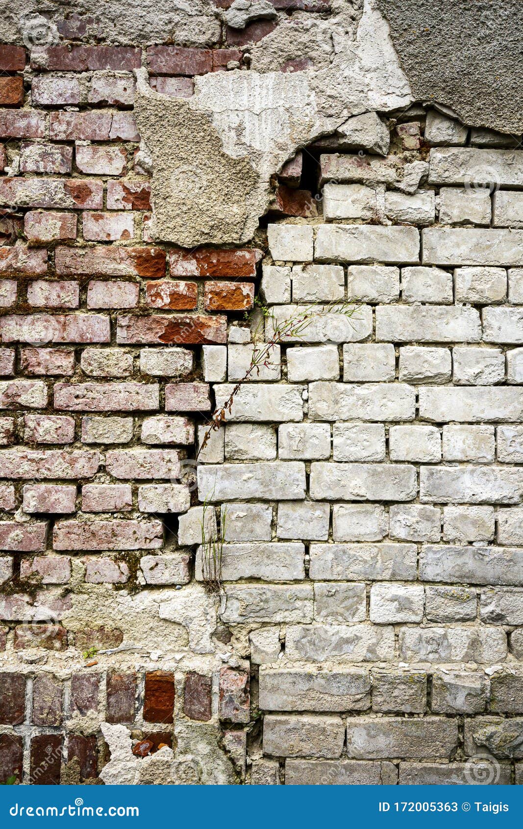 Old Brick and Plaster Wall Texture Background Stock Image - Image of ...