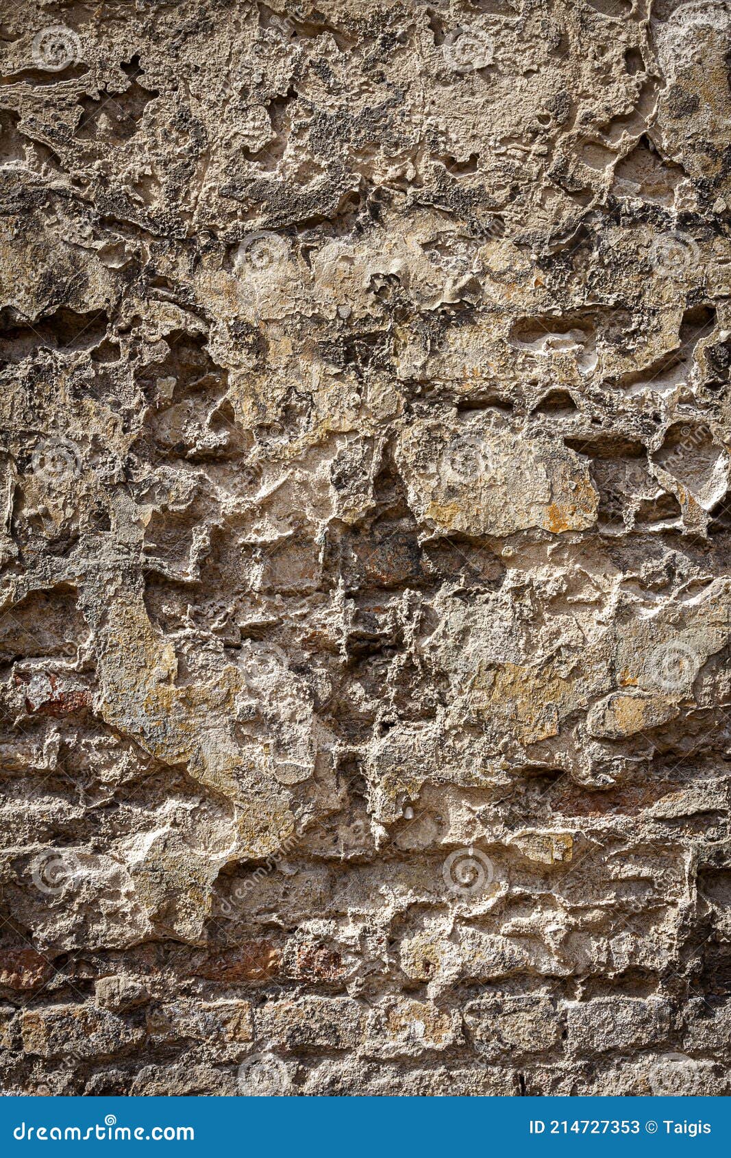 Old Brick and Plaster Wall Texture Background Stock Image - Image of ...