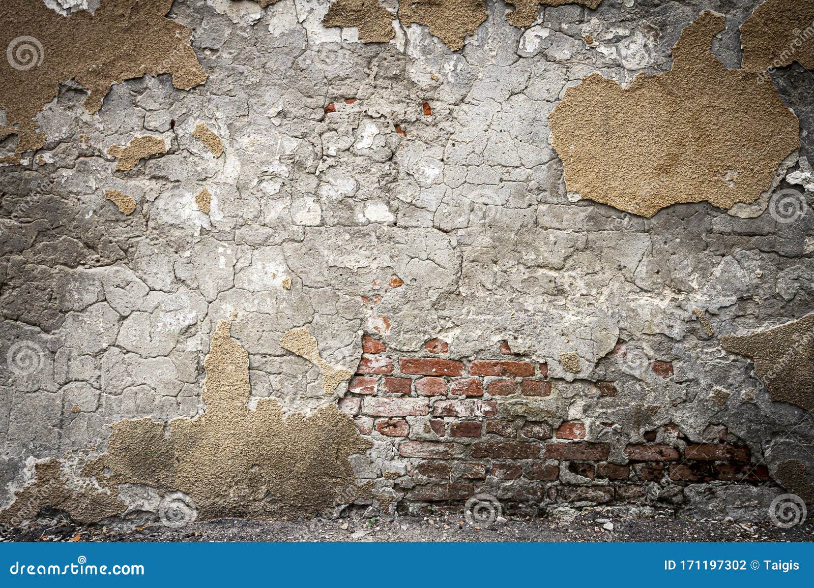 Old brick and plaster wall stock photo. Image of peeling - 171197302