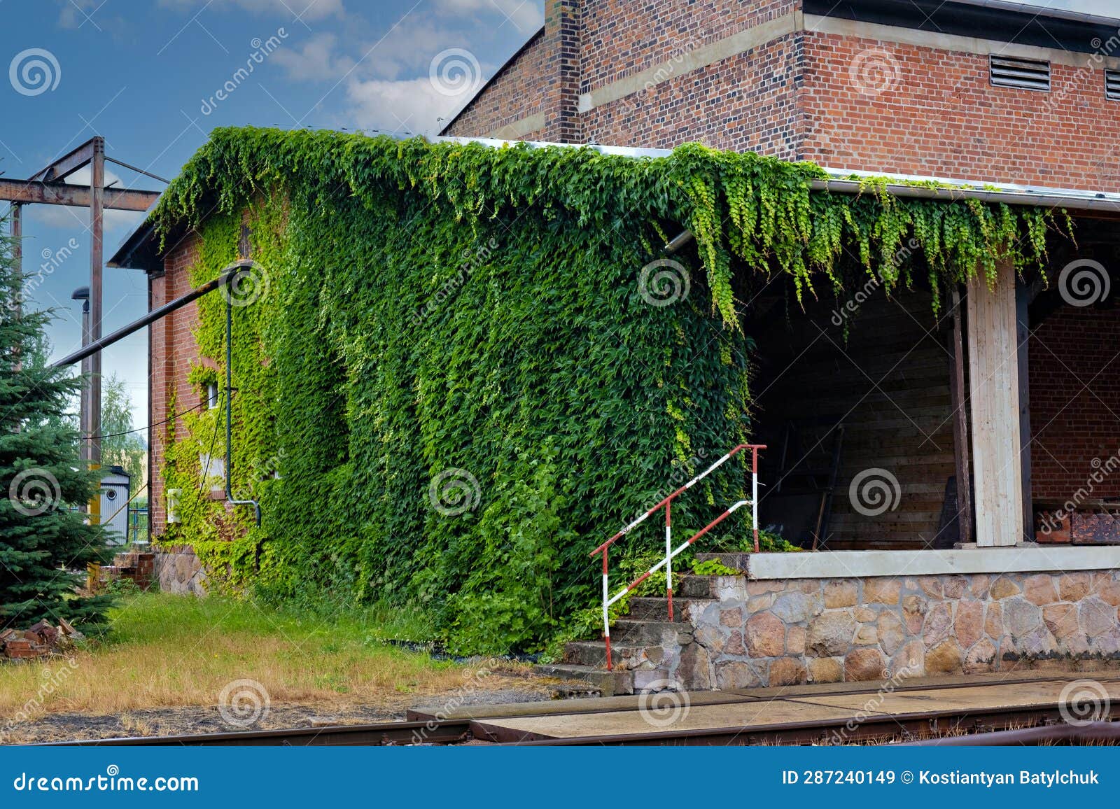 Old Brick Railroad Station Covered with Ivy in Germany Stock Image ...