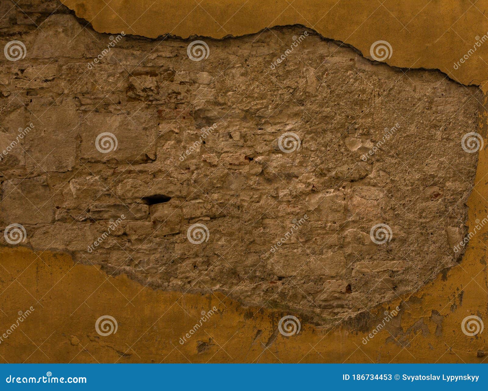 Old Brick or Stone Wall with Fallen Stucco. Grunge Texture of Antique ...