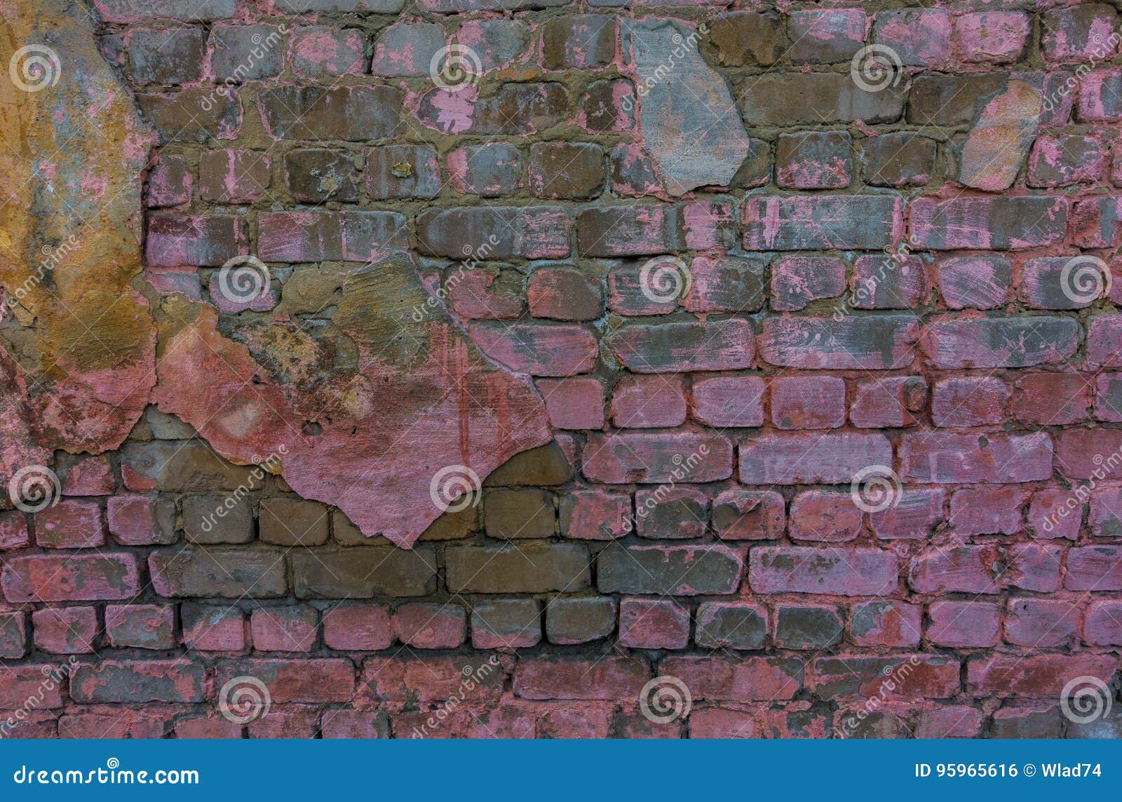 The Old Brick and Stone Wall with Plaster Stock Photo - Image of ...