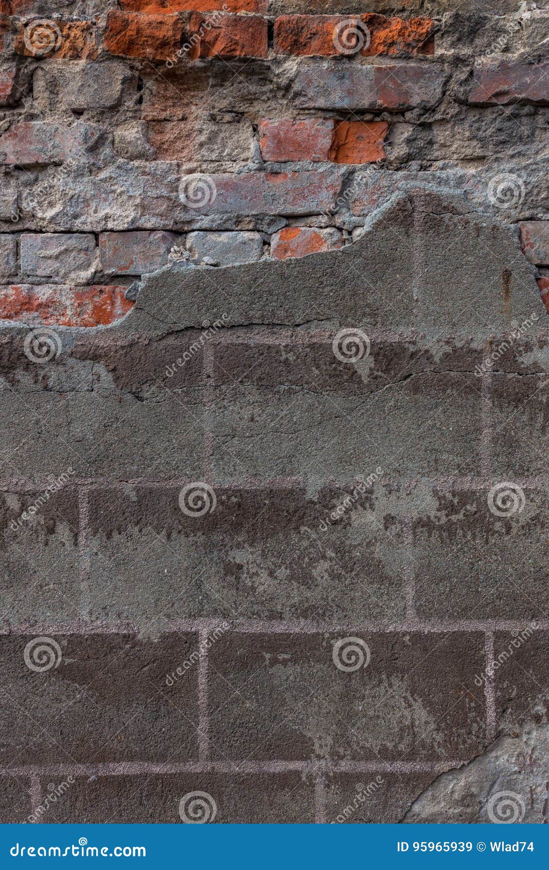 The Old Brick and Stone Wall with Plaster Stock Image - Image of ...