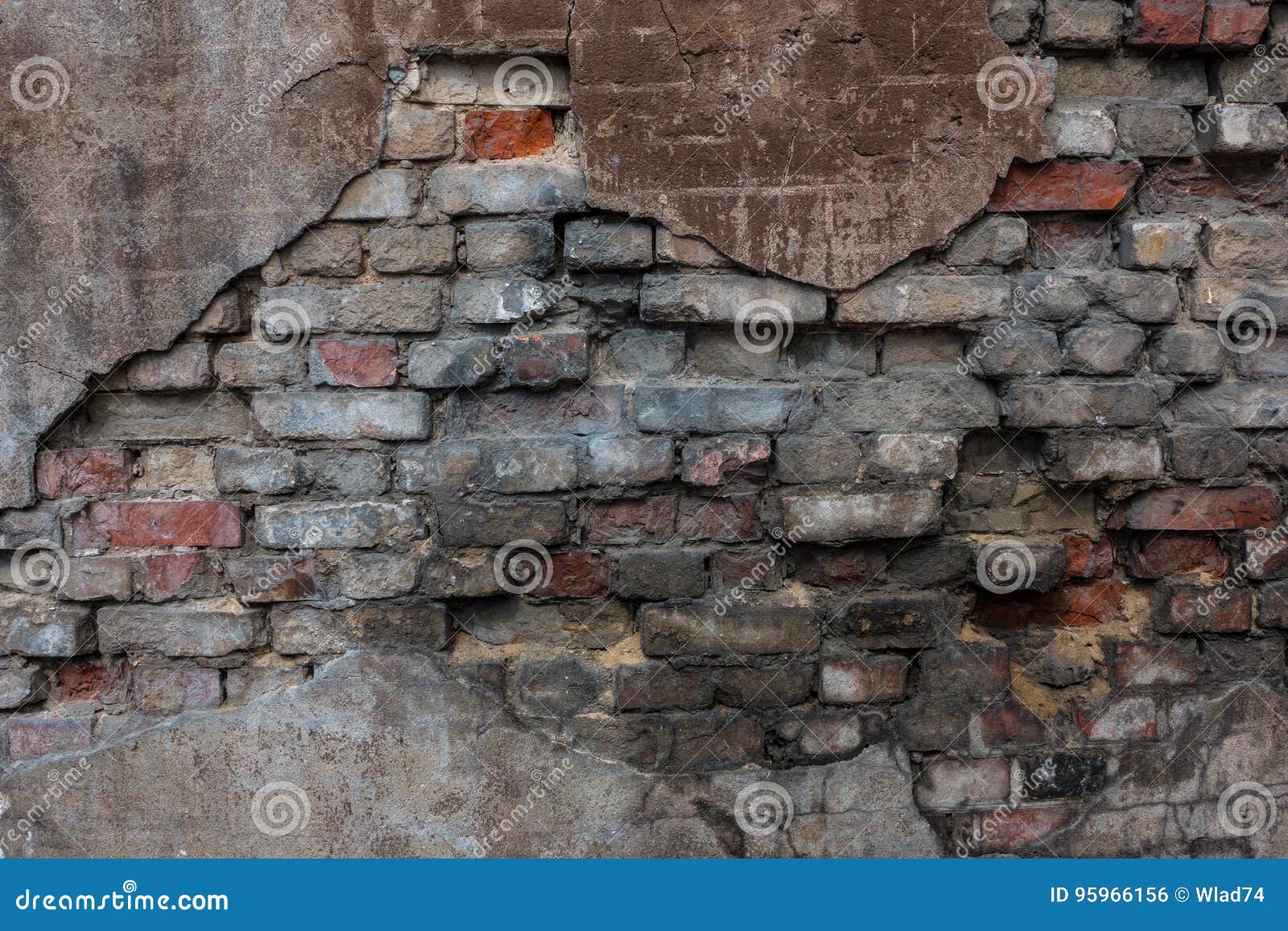 The Old Brick and Stone Wall with Plaster Stock Photo - Image of ...