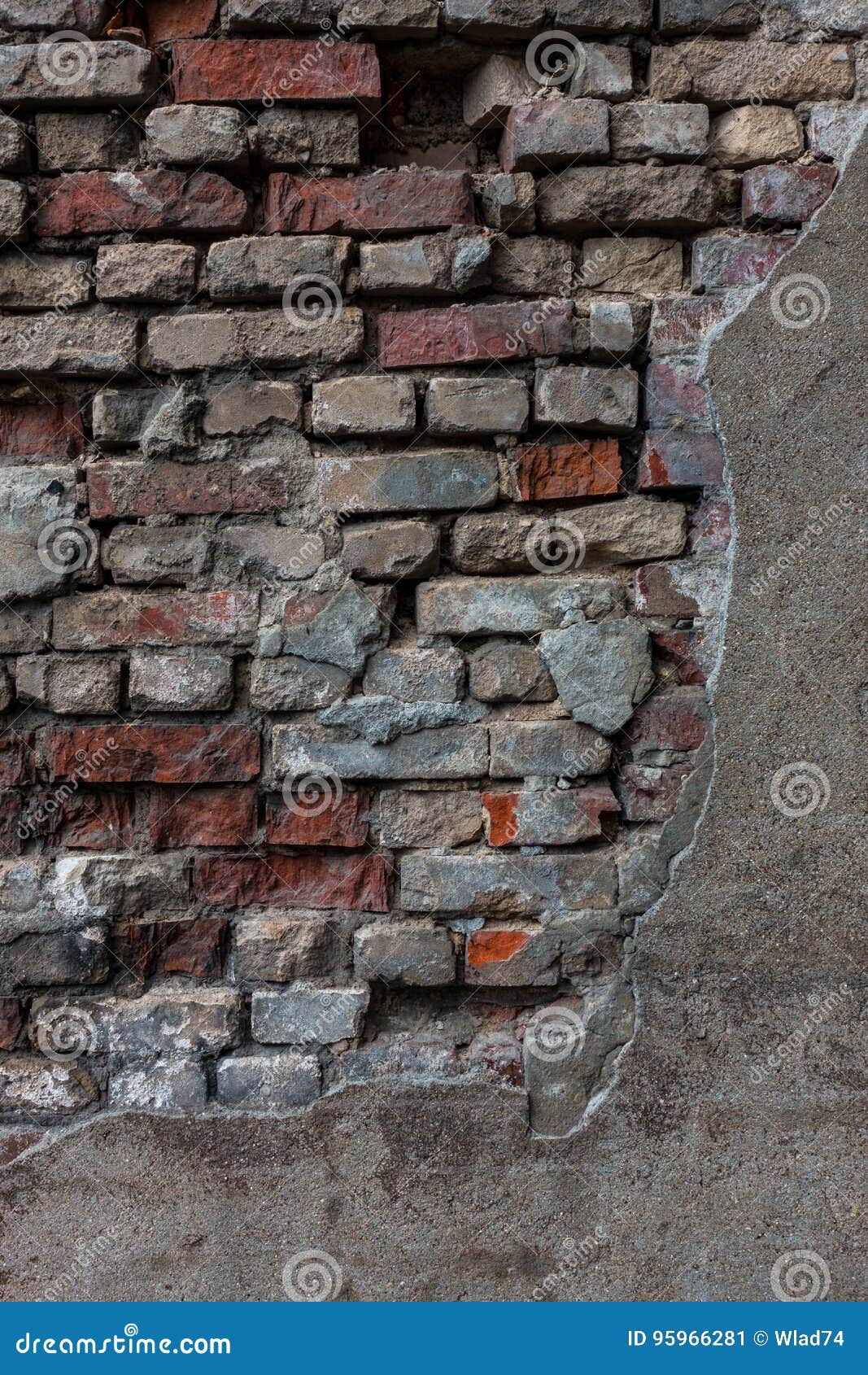 The Old Brick and Stone Wall with Plaster Stock Image - Image of ...