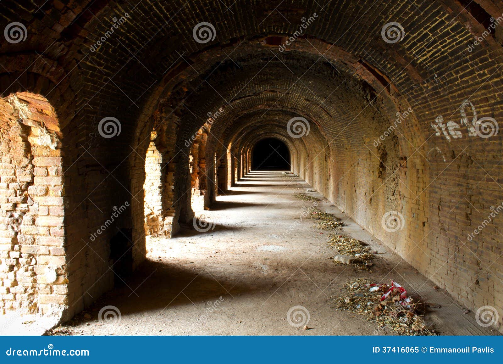Old brick tunnel stock image. Image of construction, aged - 37416065