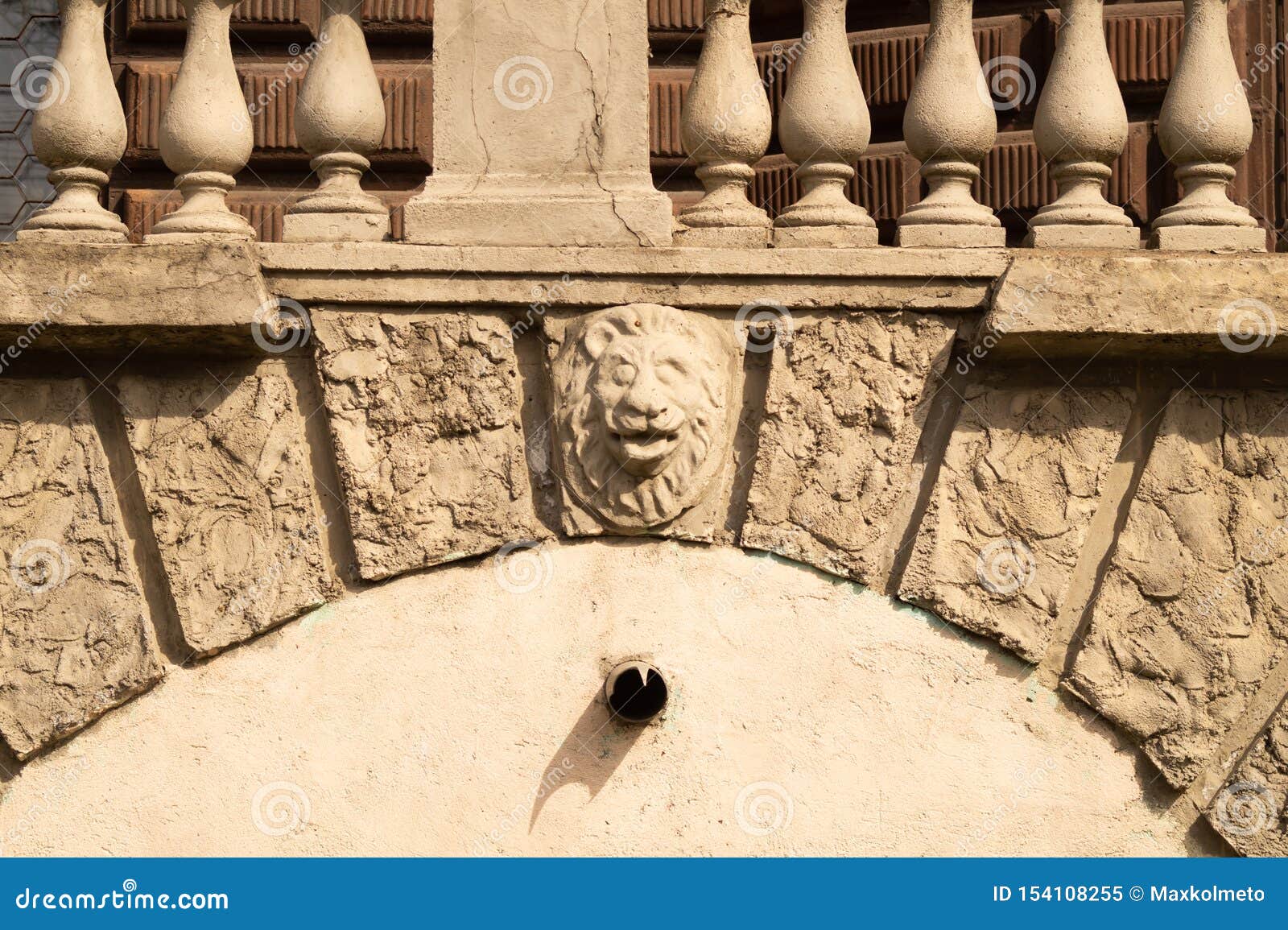 Old Brick Wall with Balustrade Background. Wall from Squared Bricks ...