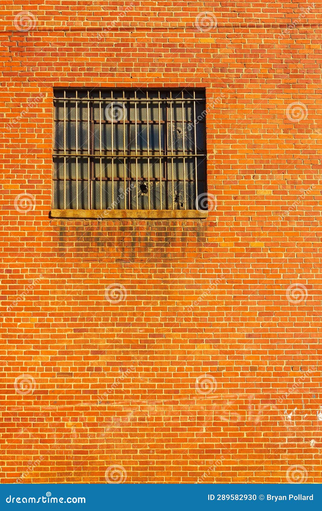 Old Brick Wall with Barred Window for Background Stock Photo - Image of ...