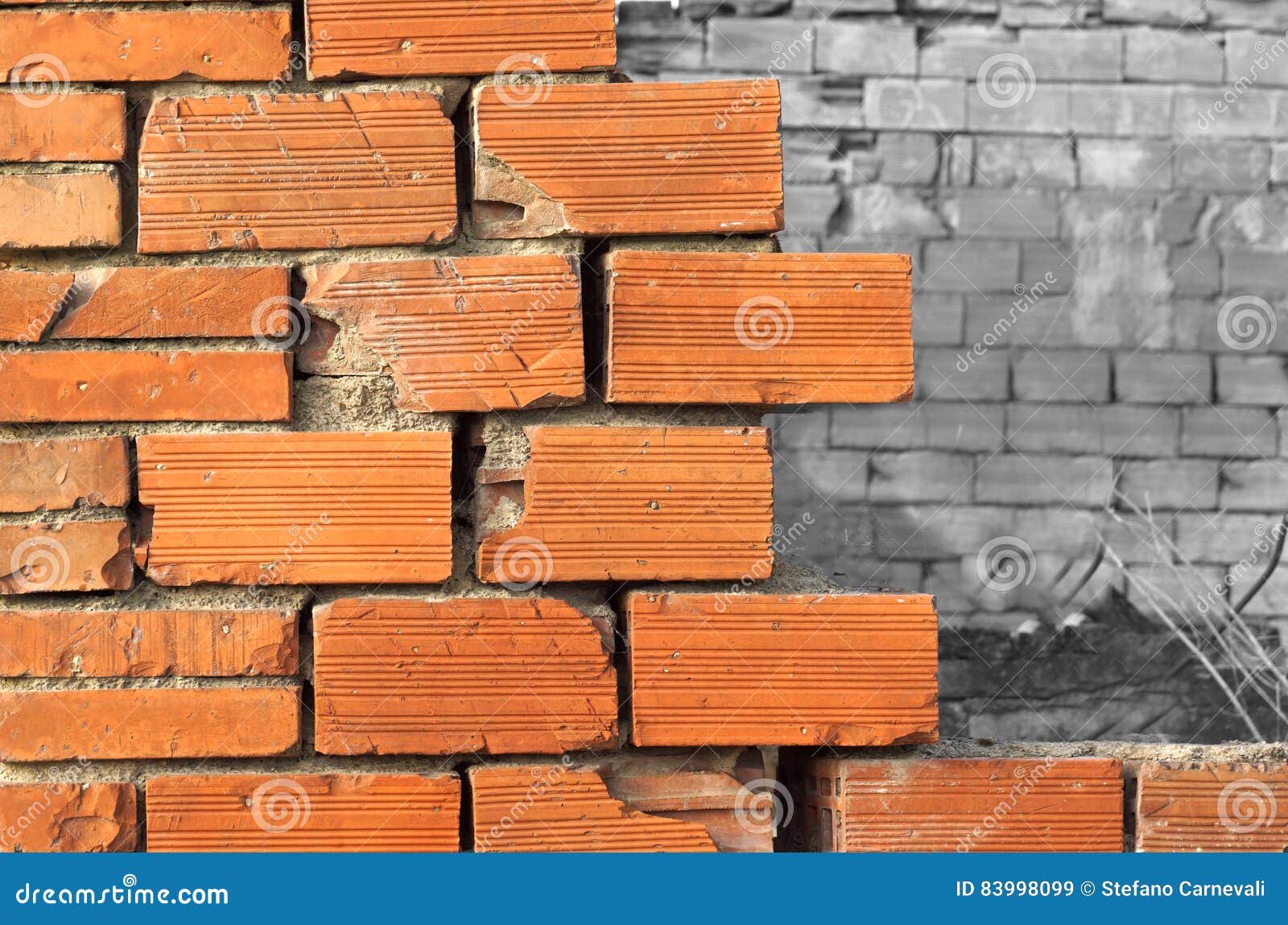 Old Brick Wall with Blurred Background in Black and White Stock Image ...