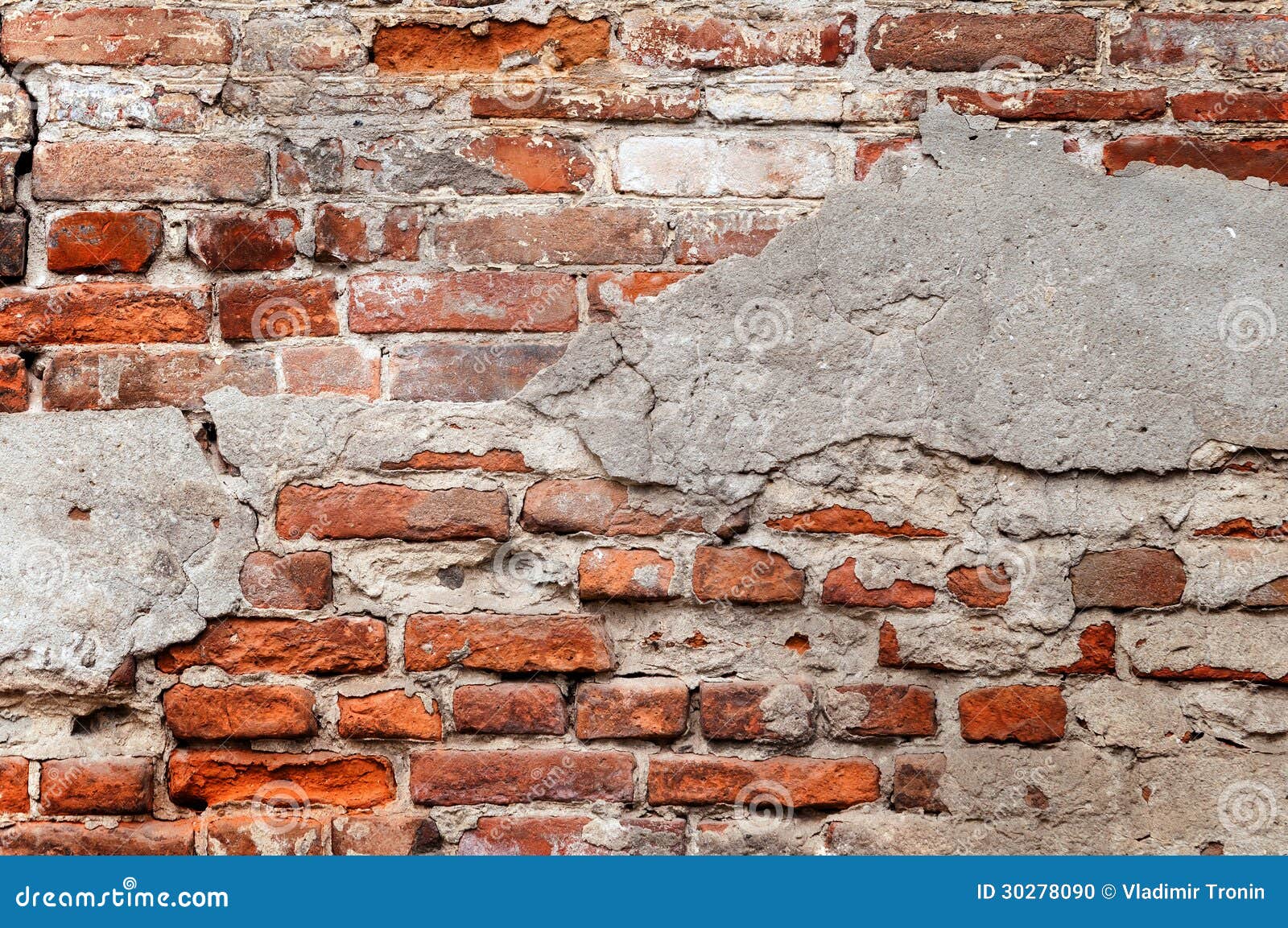 Old Brick Wall with Chipped Plaster Stock Photo - Image of vintage ...