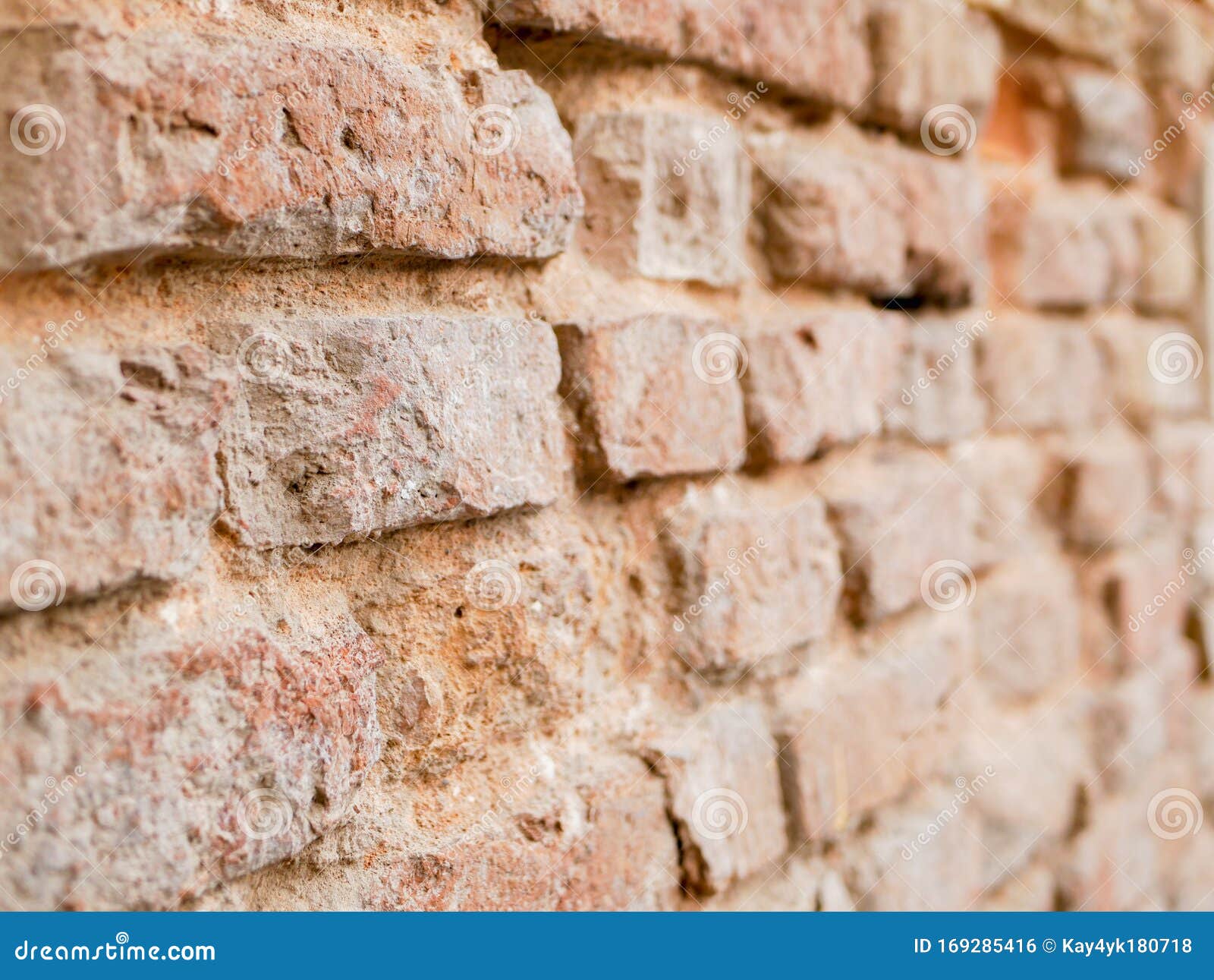Old Brick Wall Closeup Side View. Background of Bricks Stock Photo ...