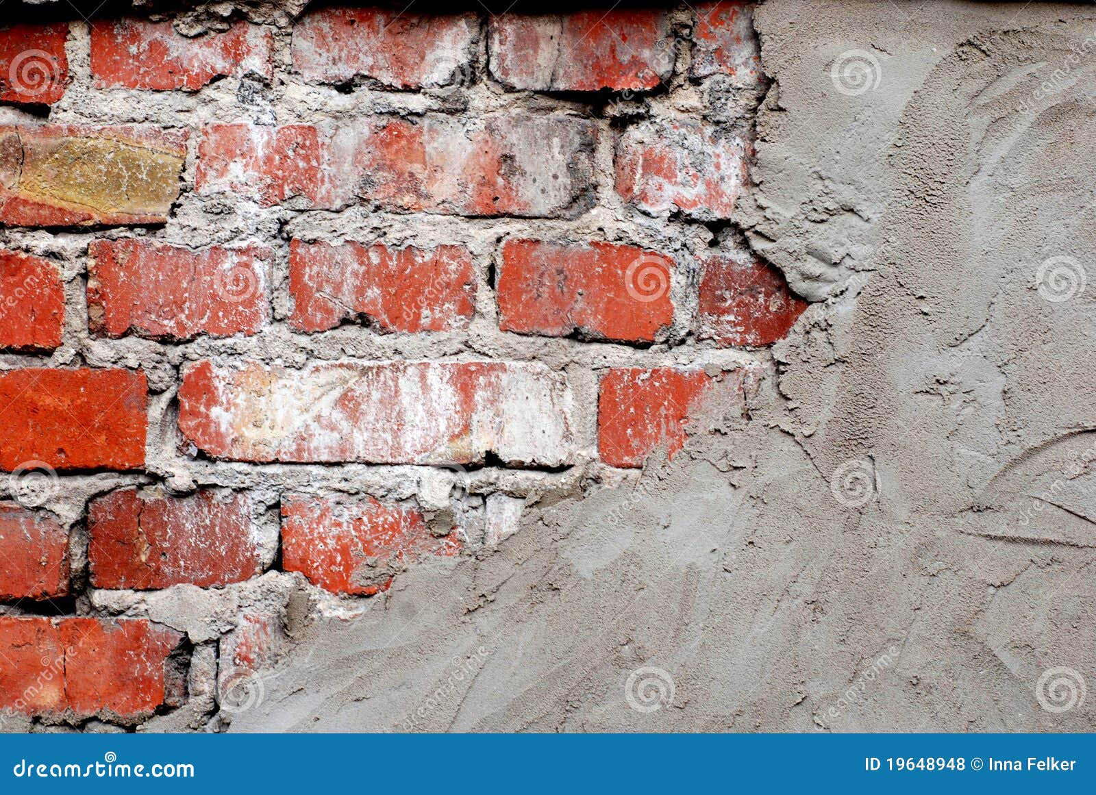 Old Brick Wall with Concrete Stock Photo - Image of rough, rundown ...