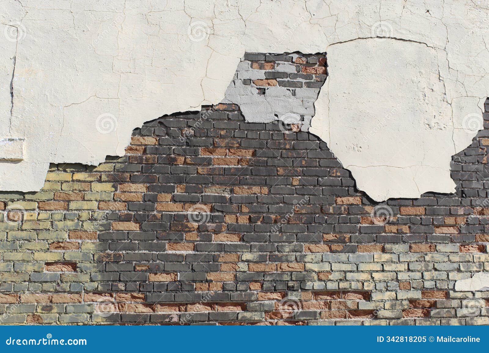 Weathered Spalling Red Clay Tile Brick Old Wall Background Royalty-Free ...