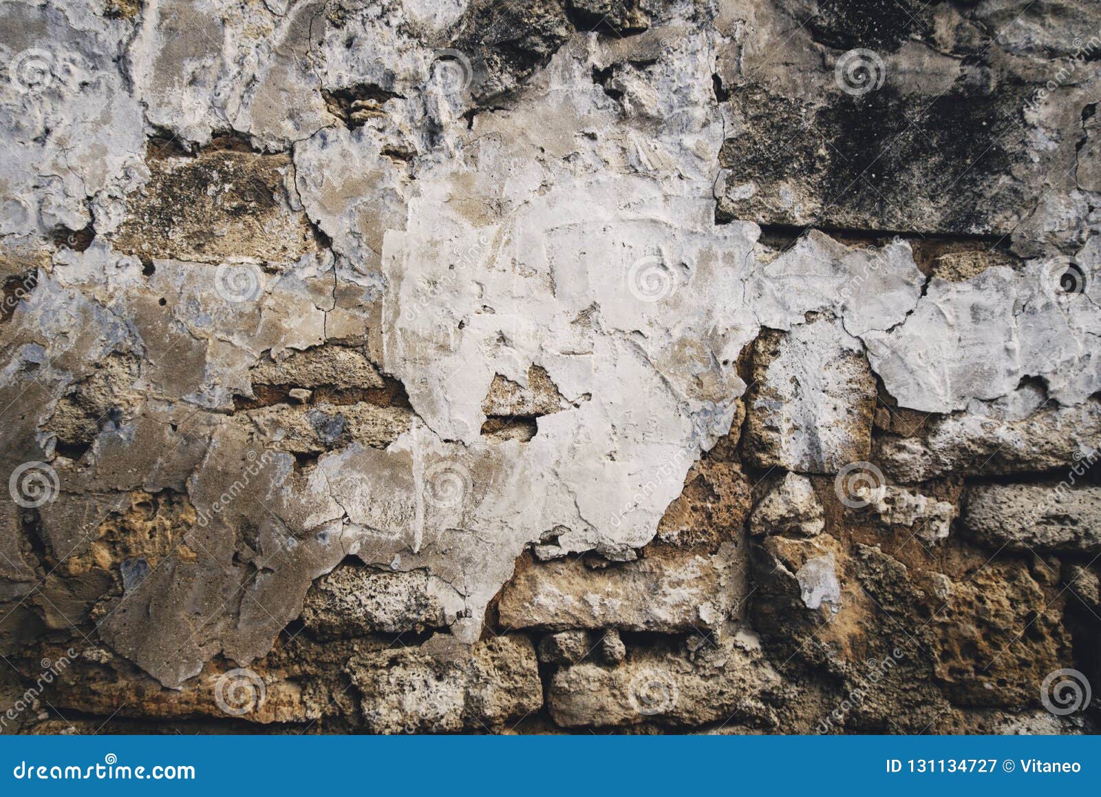 Old Brick Wall with Crumbling Plaster. Stock Image - Image of ...