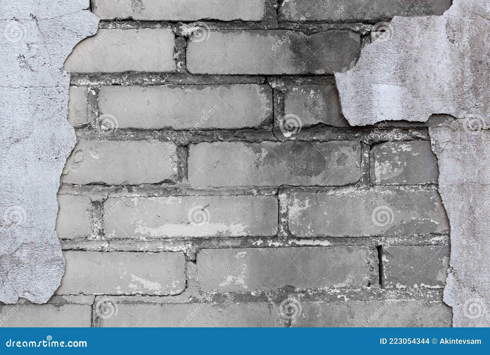 Brick Wall with Crumbling Plaster Stock Photo - Image of facade, rusty ...