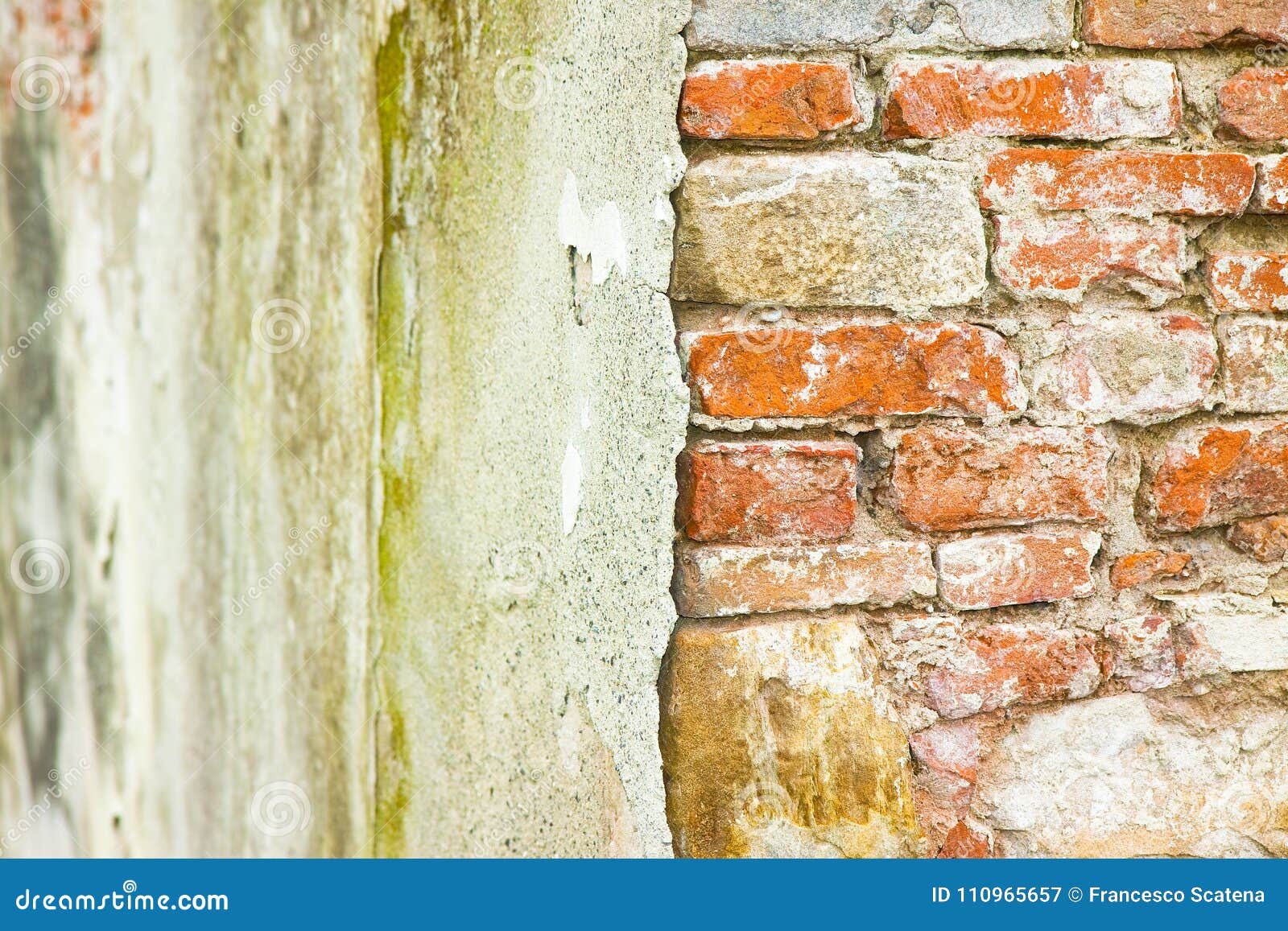 Old Brick Wall with Damaged Plaster Stock Image - Image of surface ...